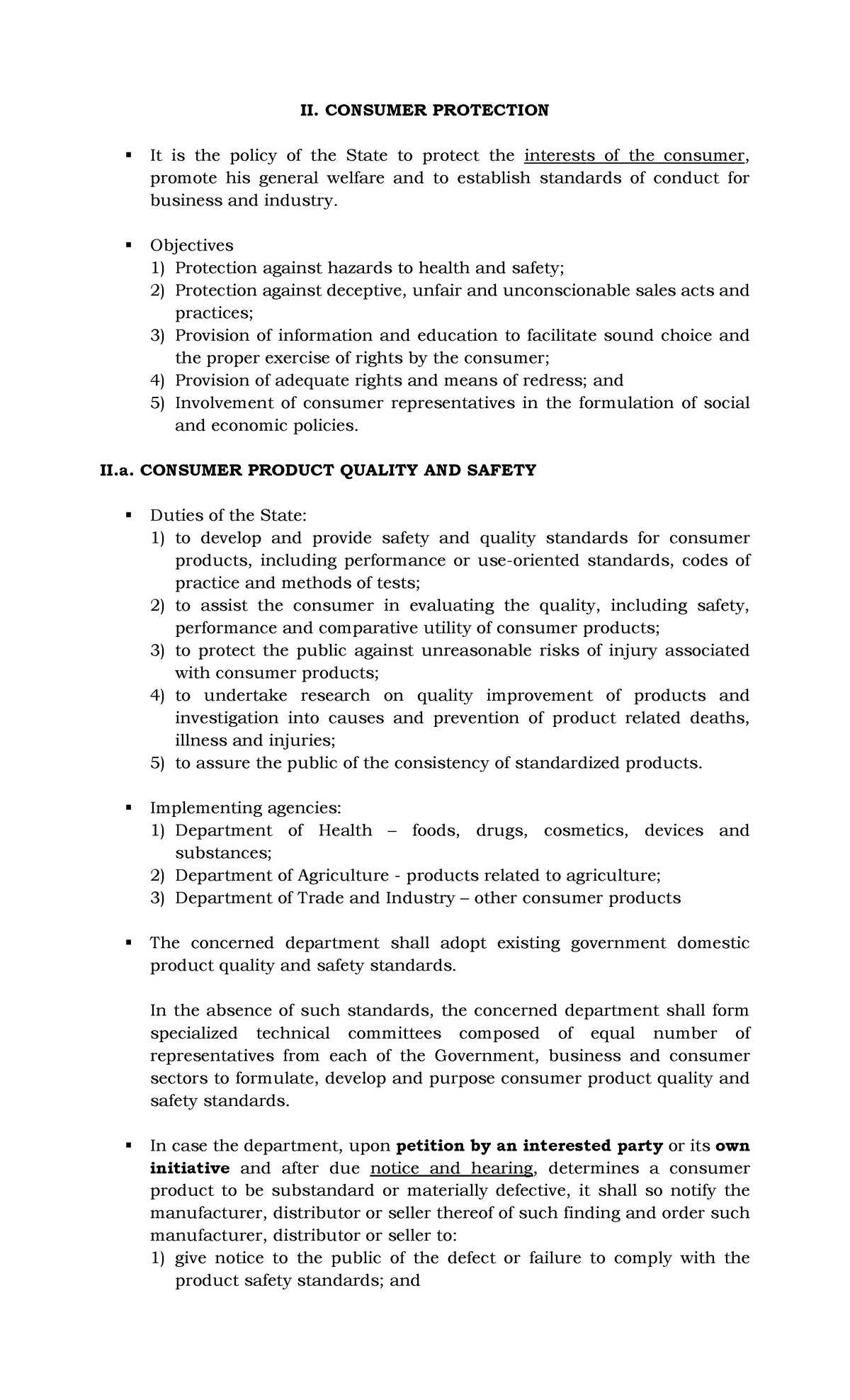 AE128 II - Rfbt - II. CONSUMER PROTECTION It is the policy of the State ...