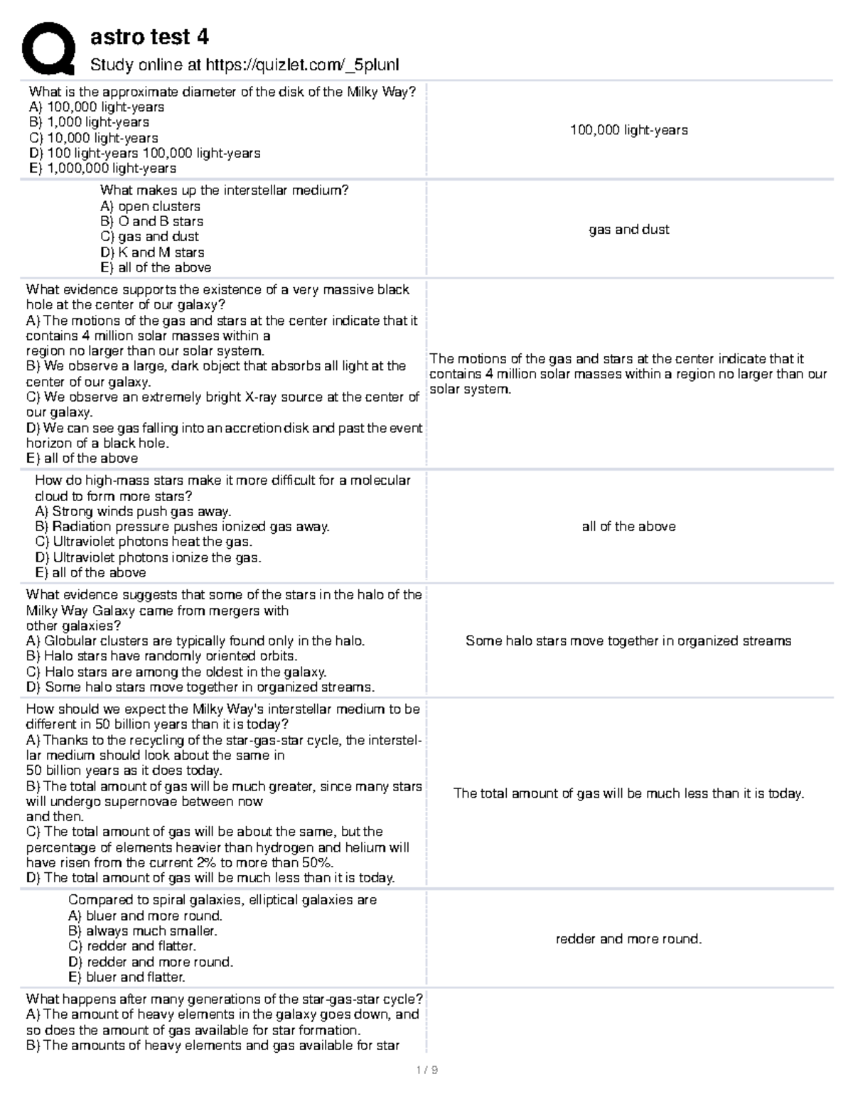 Astro practice test - Study online at quizlet/_5plunl What is the ...
