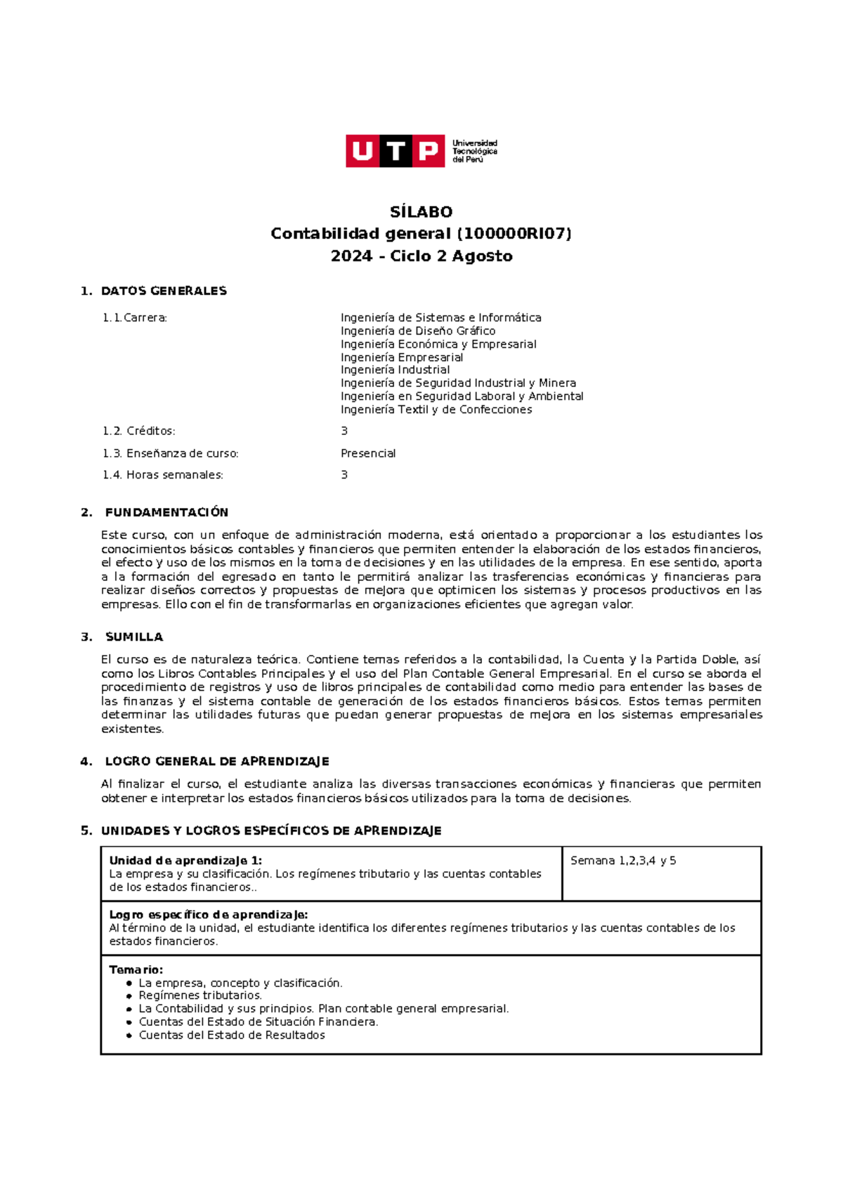 100000 RI07 Contabilidad General - SÍLABO Contabilidad general ...