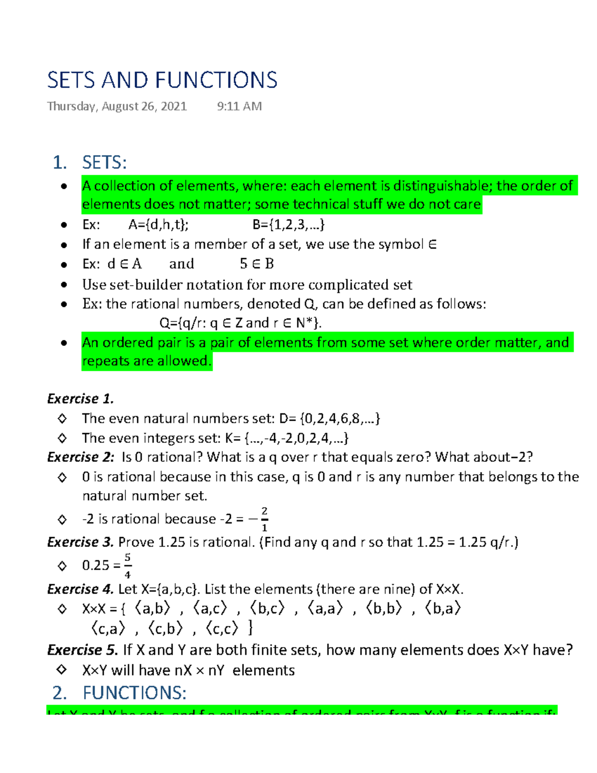 SETS AND Functions[ 35] - 1. SETS: A collection of elements, where ...