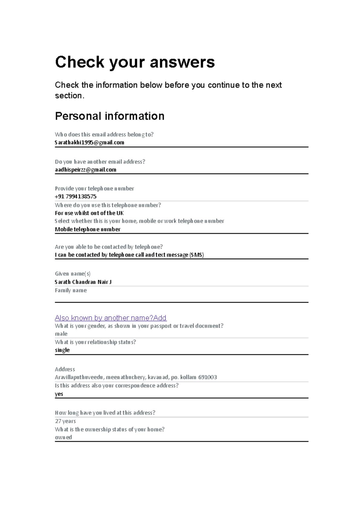 Sample FORM2 - Check your answers Check the information below before ...
