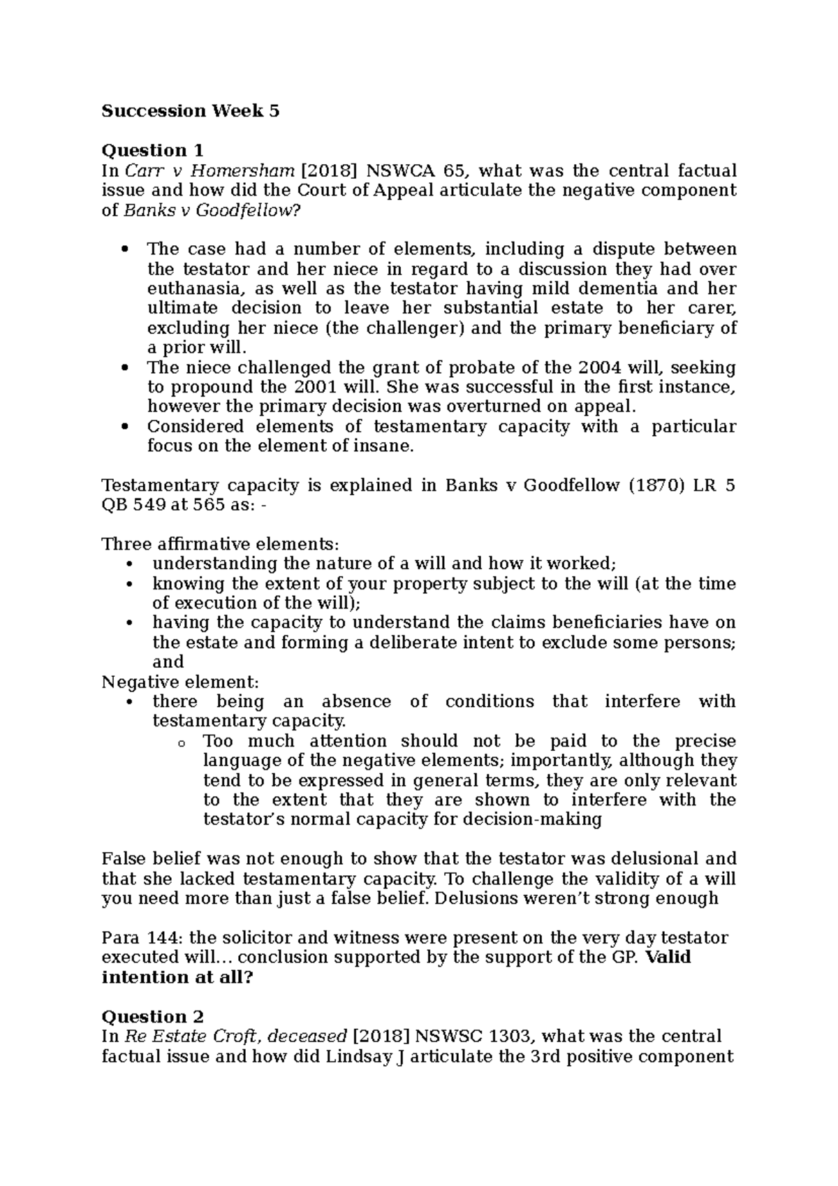 Succession Week 5 - Good guide for tutorial task for week 5. Helpful ...