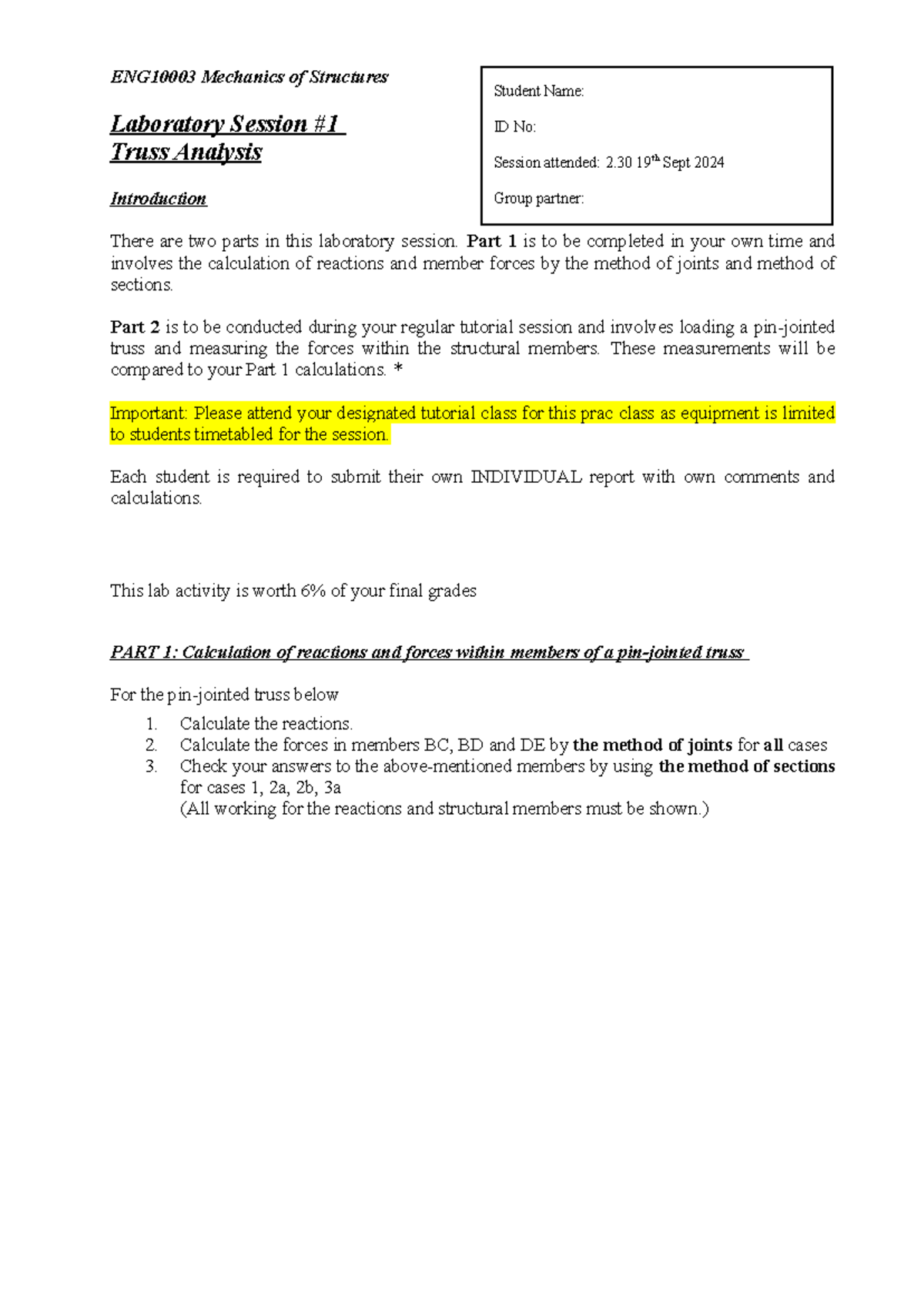 Eng10003 Lab1 Week 7 Working Sheet V1 3 Eng10003 Mechanics Of