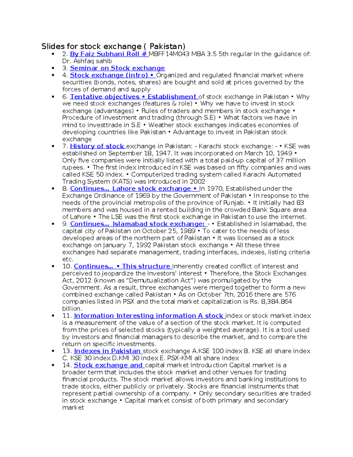 Stock Exchange - my presentation - Slides for stock exchange ( Pakistan ...