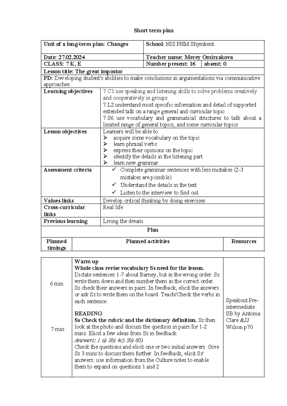 STP. The great imposter - Short term plan Unit of a long-term plan ...