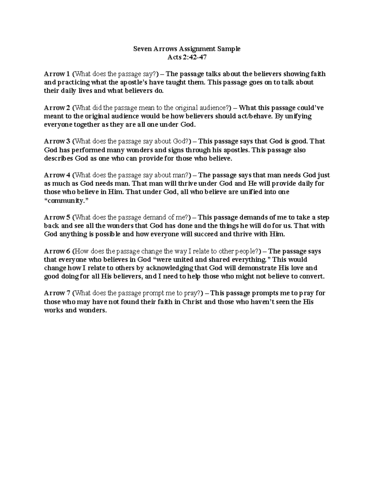 Seven Arrows-Acts24247 - Seven Arrows Assignment Sample Acts 2:42 ...