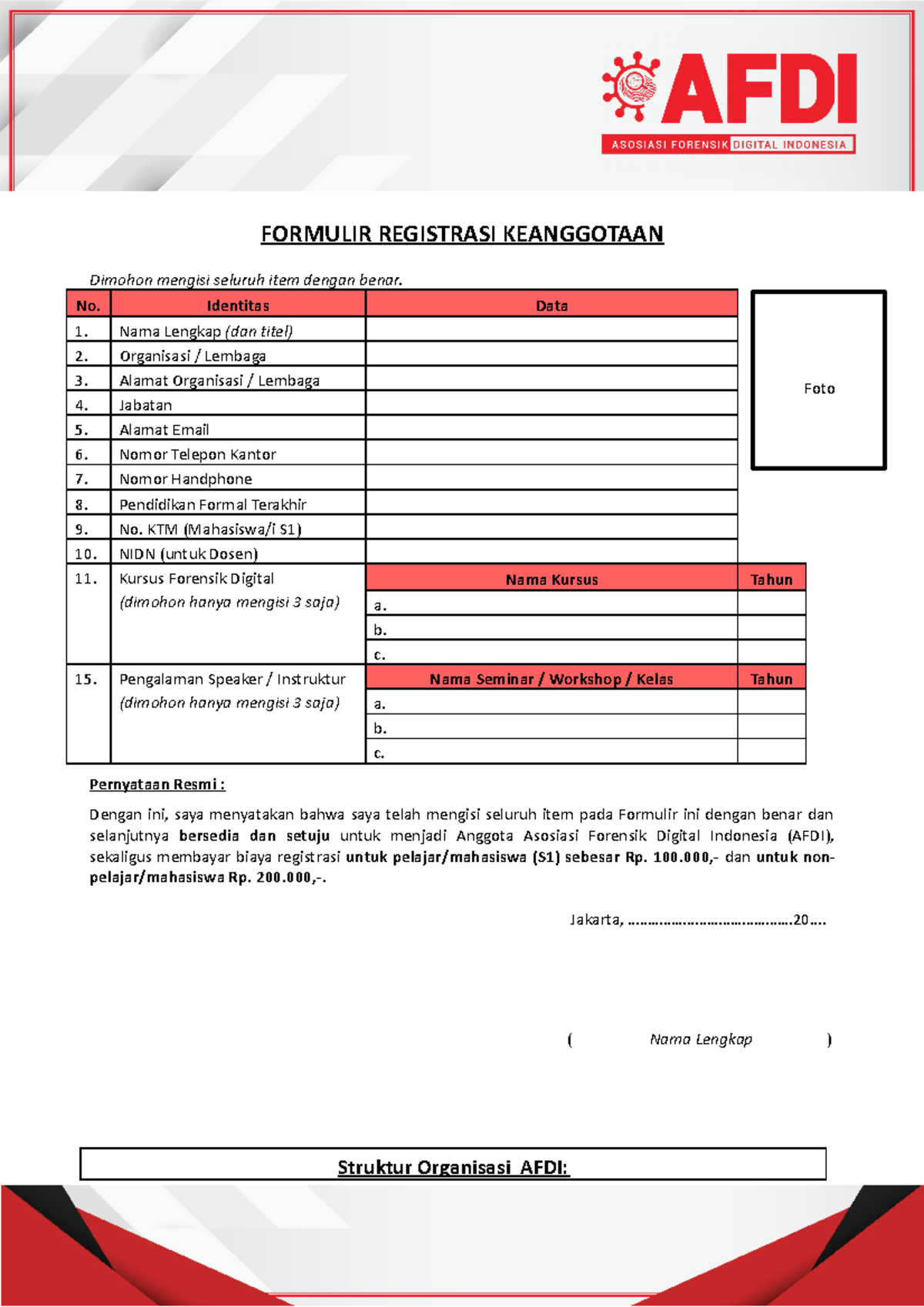 Formulirregistrasikeanggotaanafdi 2022 - FORMULIR REGISTRASI ...