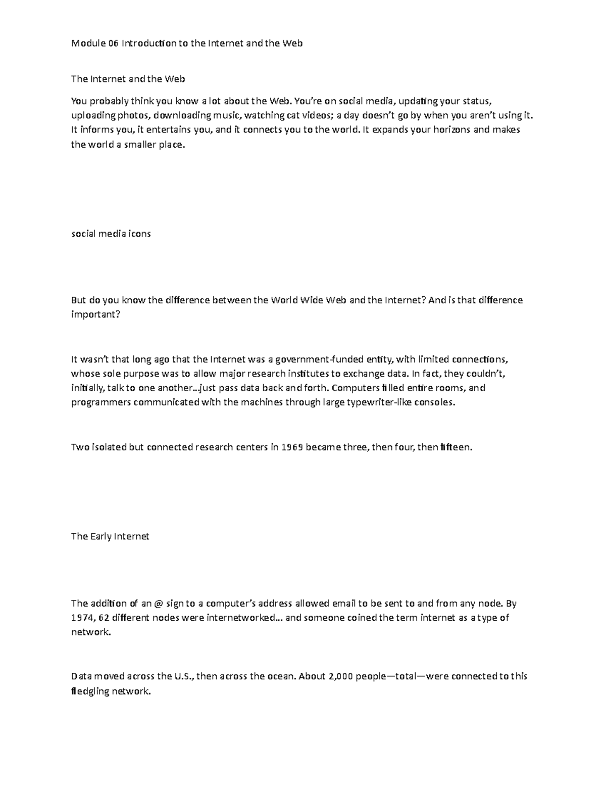 Module 06 Introduction to the Internet and the Web - The Internet and ...