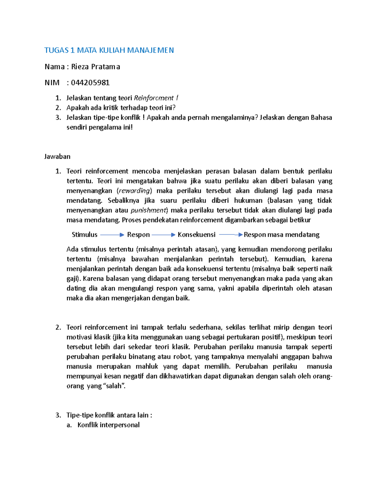 Tugas 1 MATA Kuliah Manajemen - TUGAS 1 MATA KULIAH MANAJEMEN Nama ...