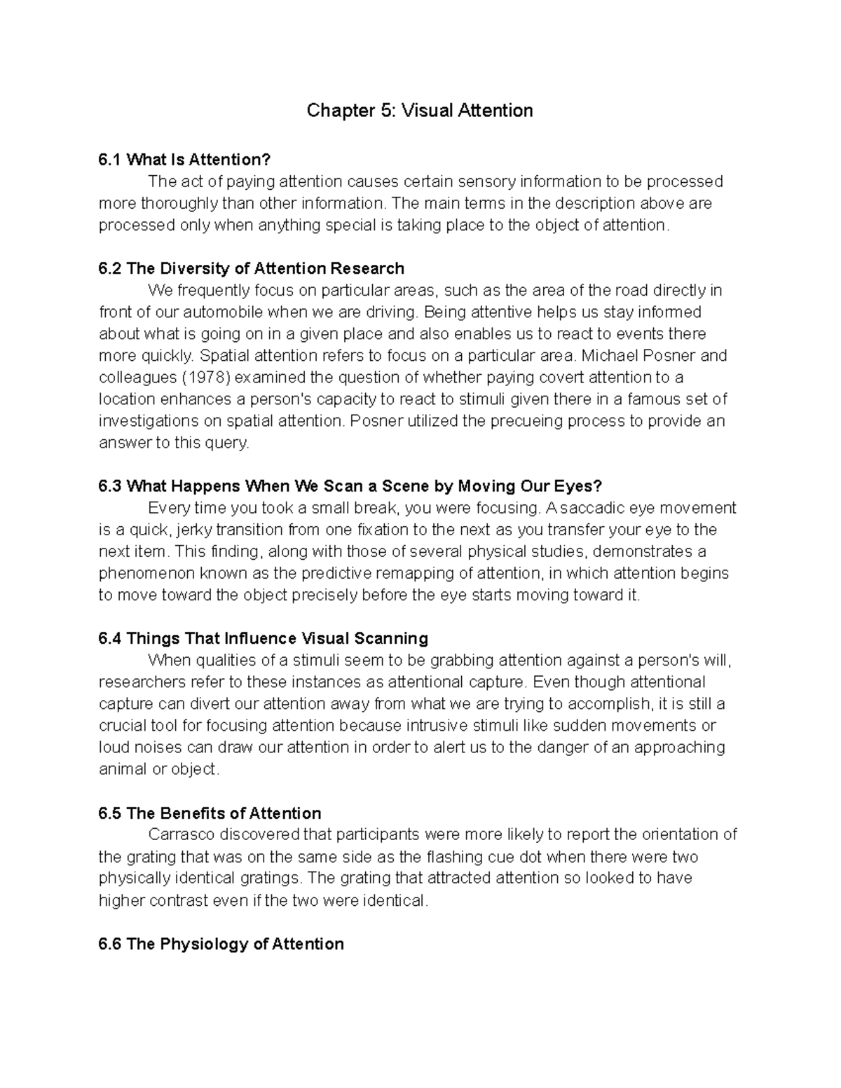Perception Ch 6 Summary - Chapter 5: Visual Attention 6 What Is ...