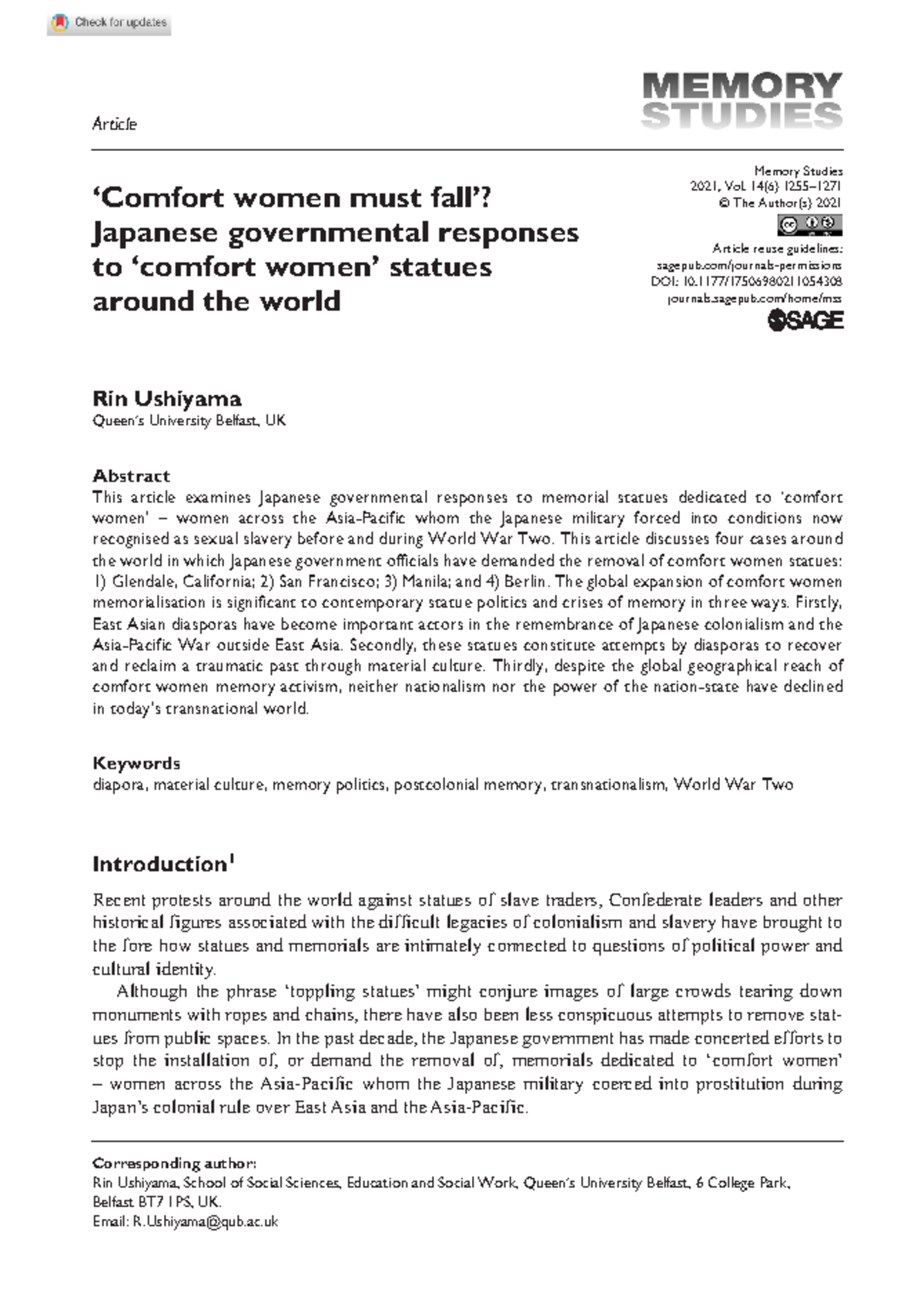 Comfort women must fall Japanese governmental responses to comfort ...