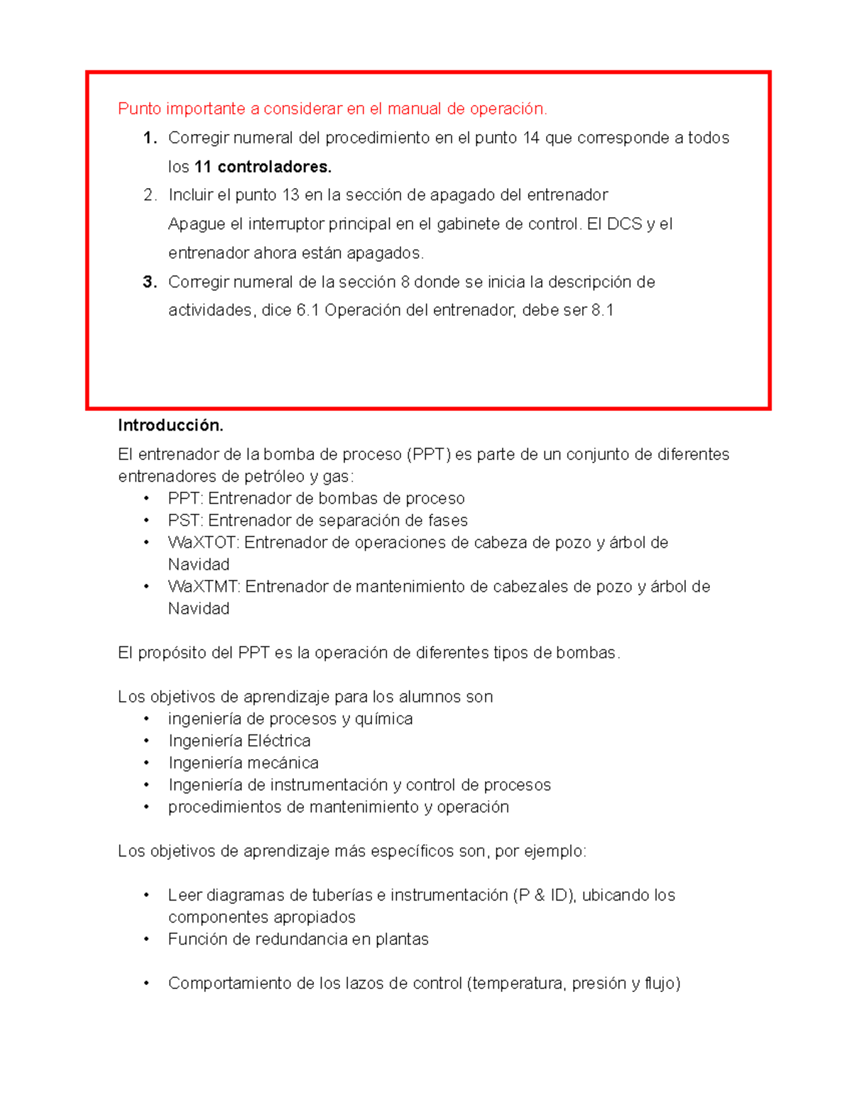 Informacion del PPTe - Punto importante a considerar en el manual de ...