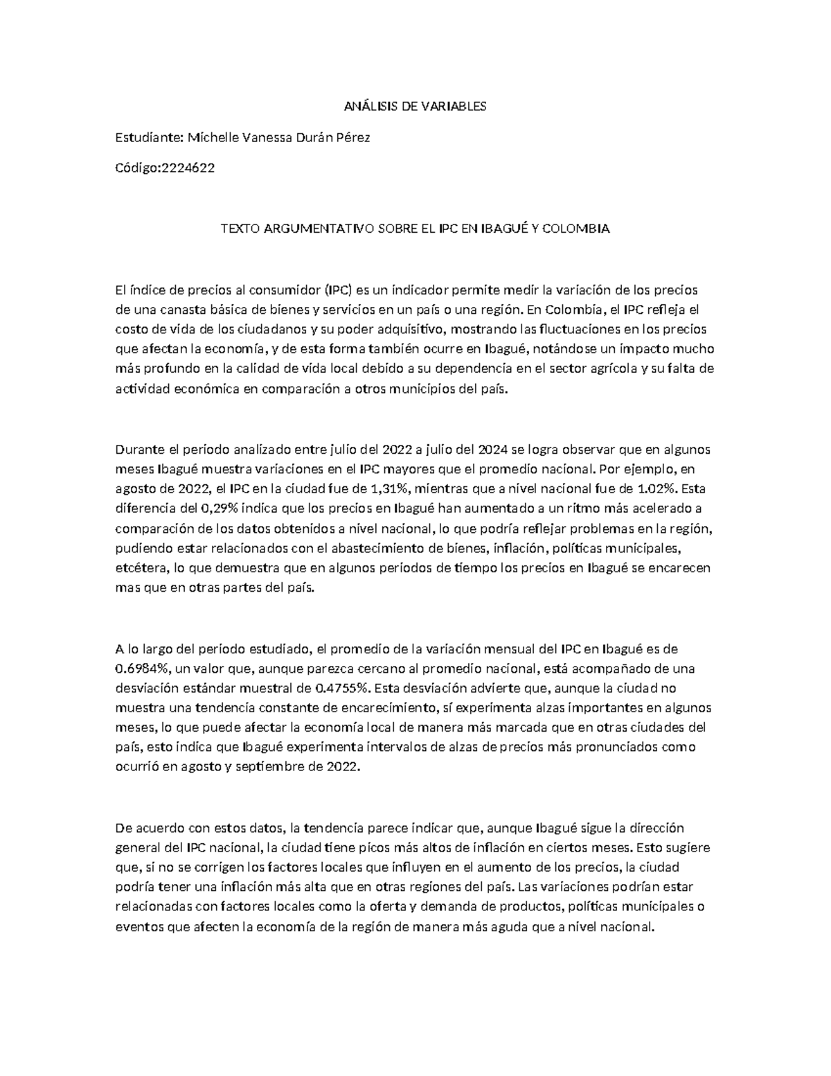 Análisis DE Variables texto argumentativo - ANÁLISIS DE VARIABLES ...