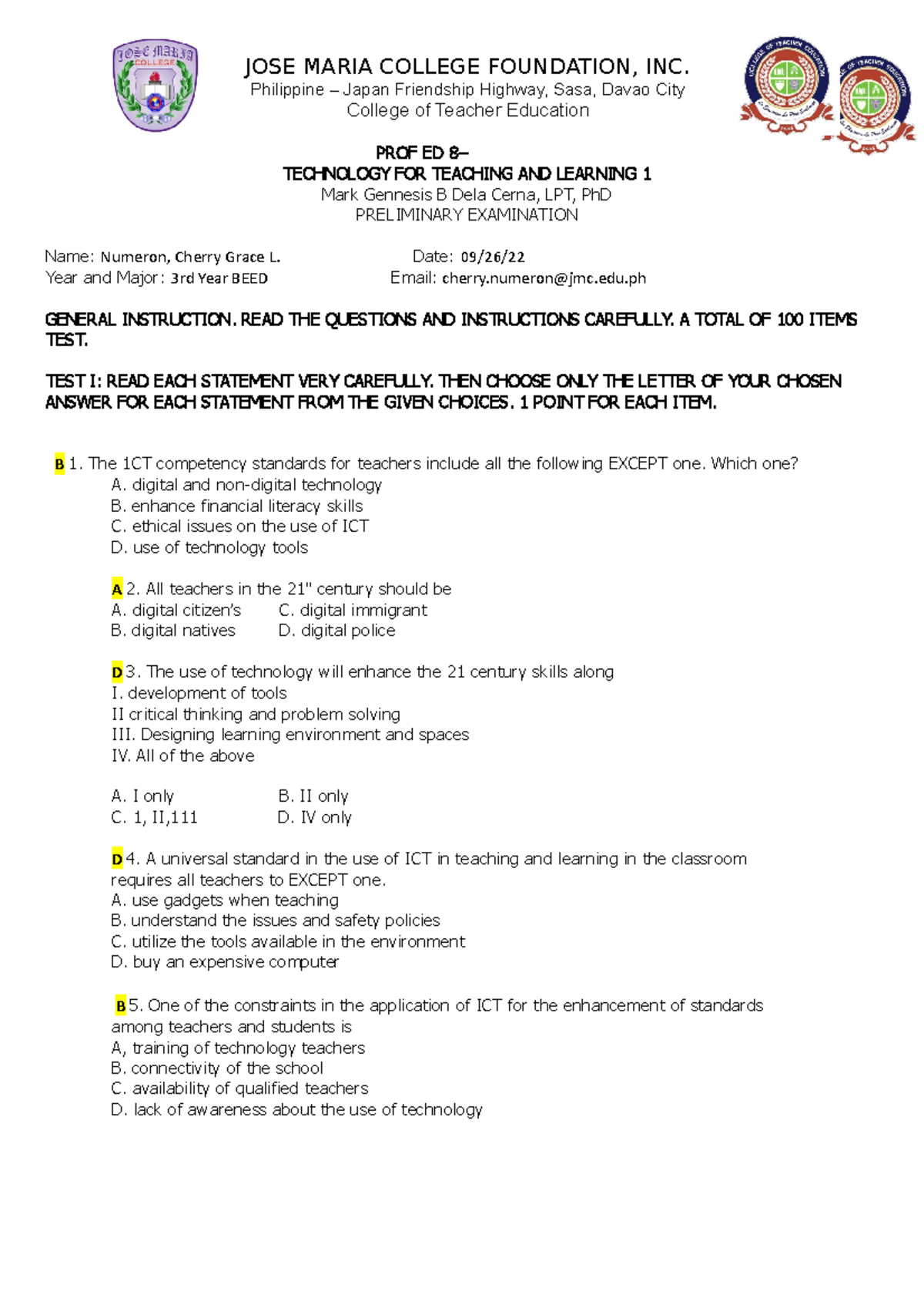 PROF ED 8– Technology FOR Teaching AND Learning 1 - PROF ED 8 ...