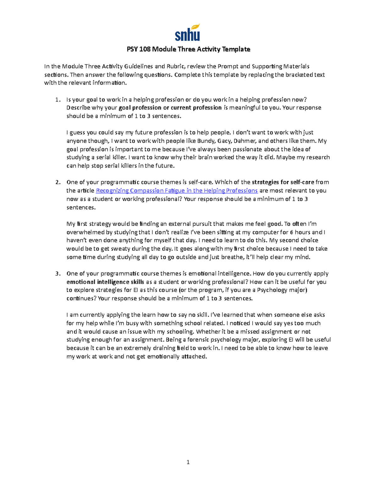Module 3 completed assignment - PSY 108 Module Three Activity Template ...