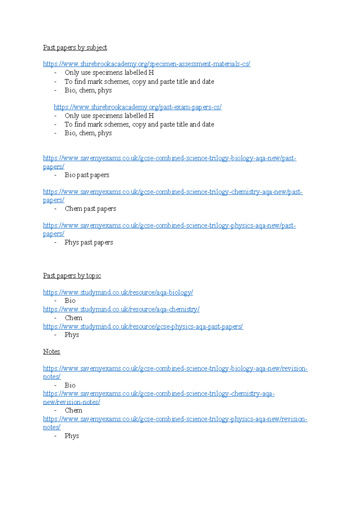 Past papers, trackers, notes - Past papers by subject - Studocu
