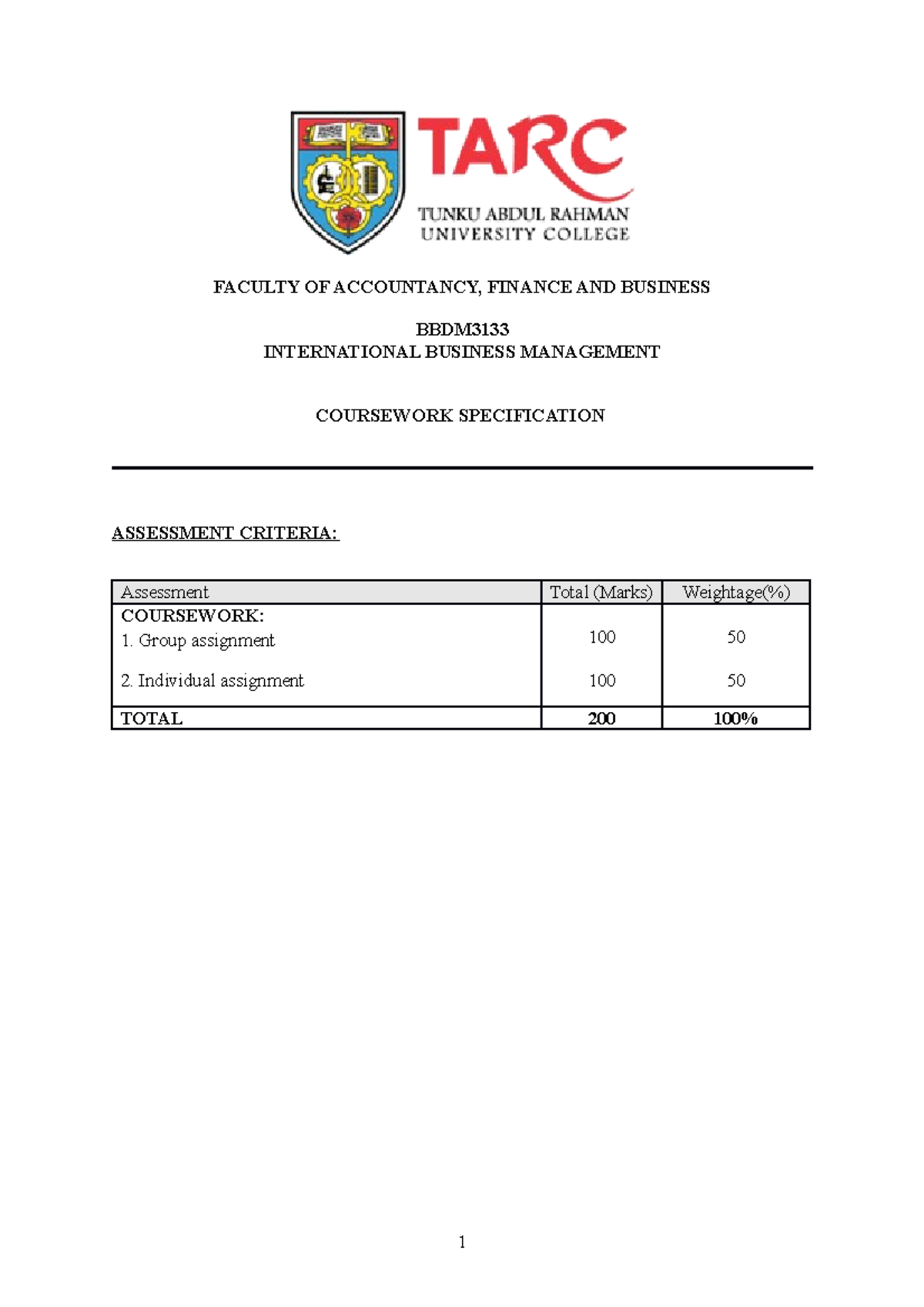 BBDM3133 IBM Coursework assignment 2021 - FACULTY OF ACCOUNTANCY ...
