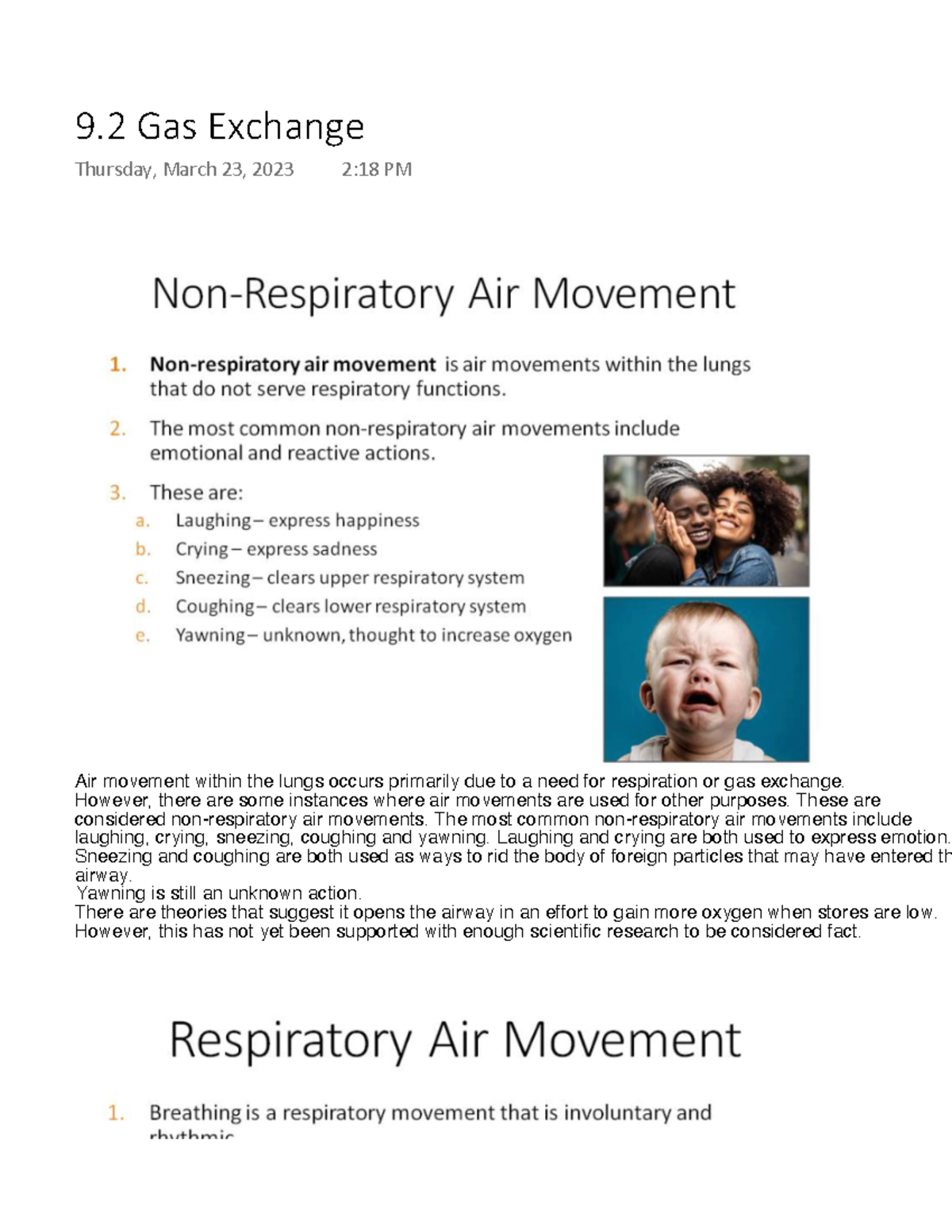 9.2 Gas Exchange - David Holtzman - Air movement within the lungs ...