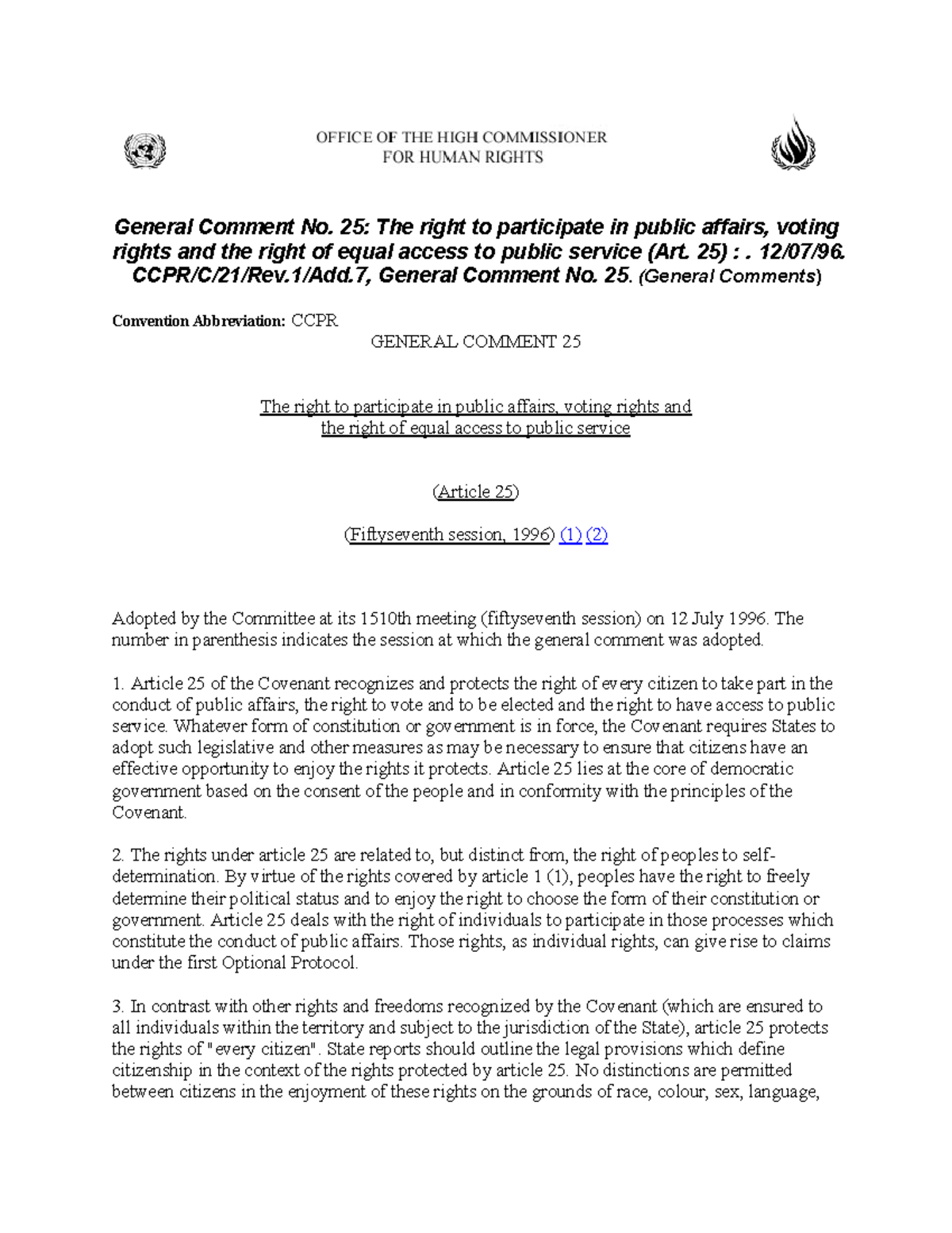 General comment 25 - Notes - General Comment No. 25: The right to ...