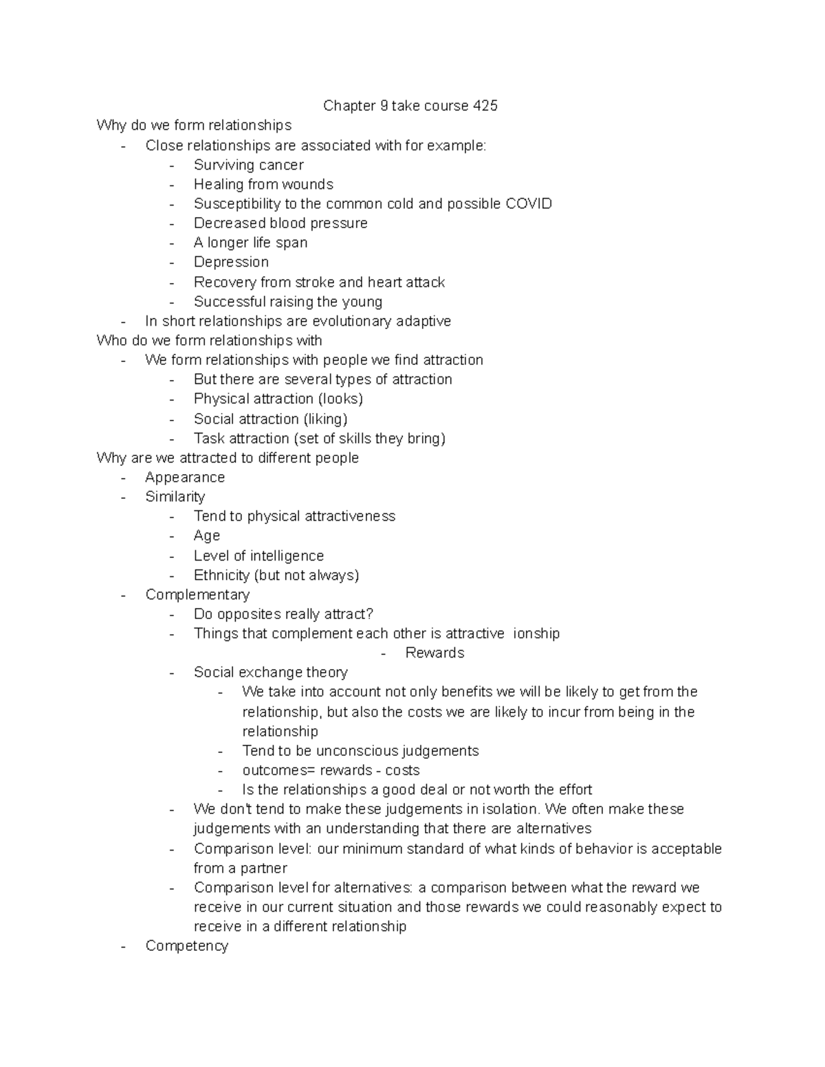 Chapter 9 - notes - Chapter 9 take course 425 Why do we form ...