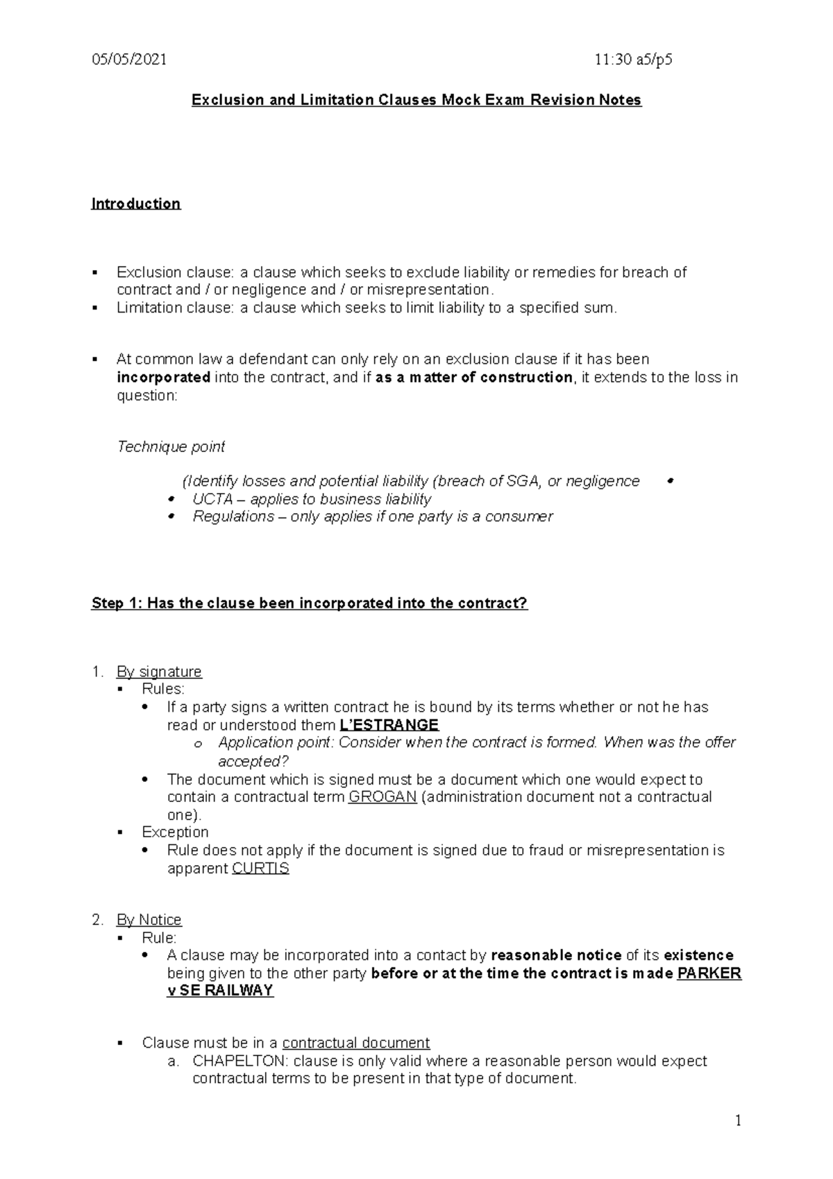 Exclusionand Limitation Clauses - Exclusion and Limitation Clauses Mock ...