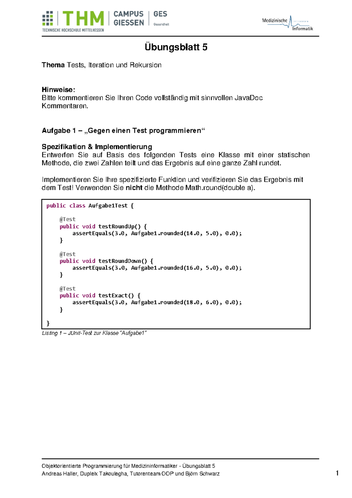 OOP Uebung 5 - Übung 5 zur Vorstellung - Objektorientierte ...