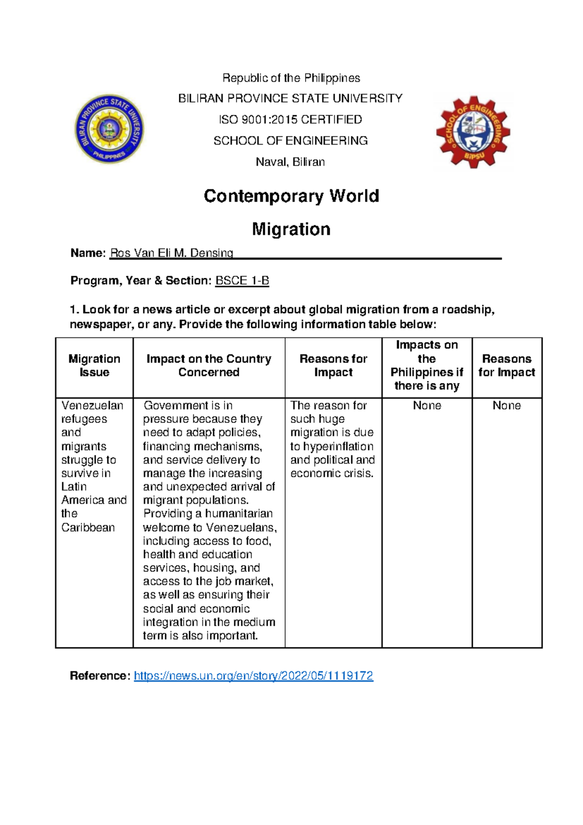Migration-Act-CW - Contemporary World activity - Republic of the ...