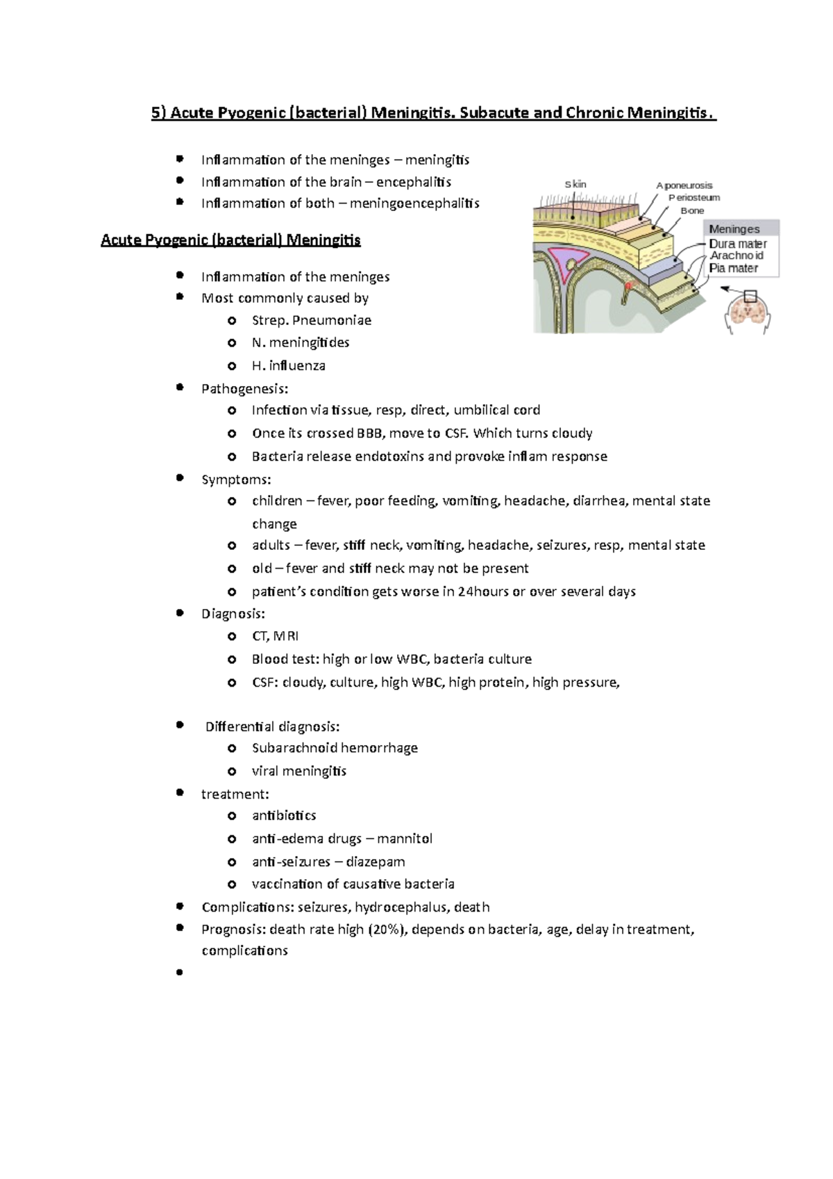 5) Acute Pyogenic (bacterial) Meningitis. Subacute and Chronic ...