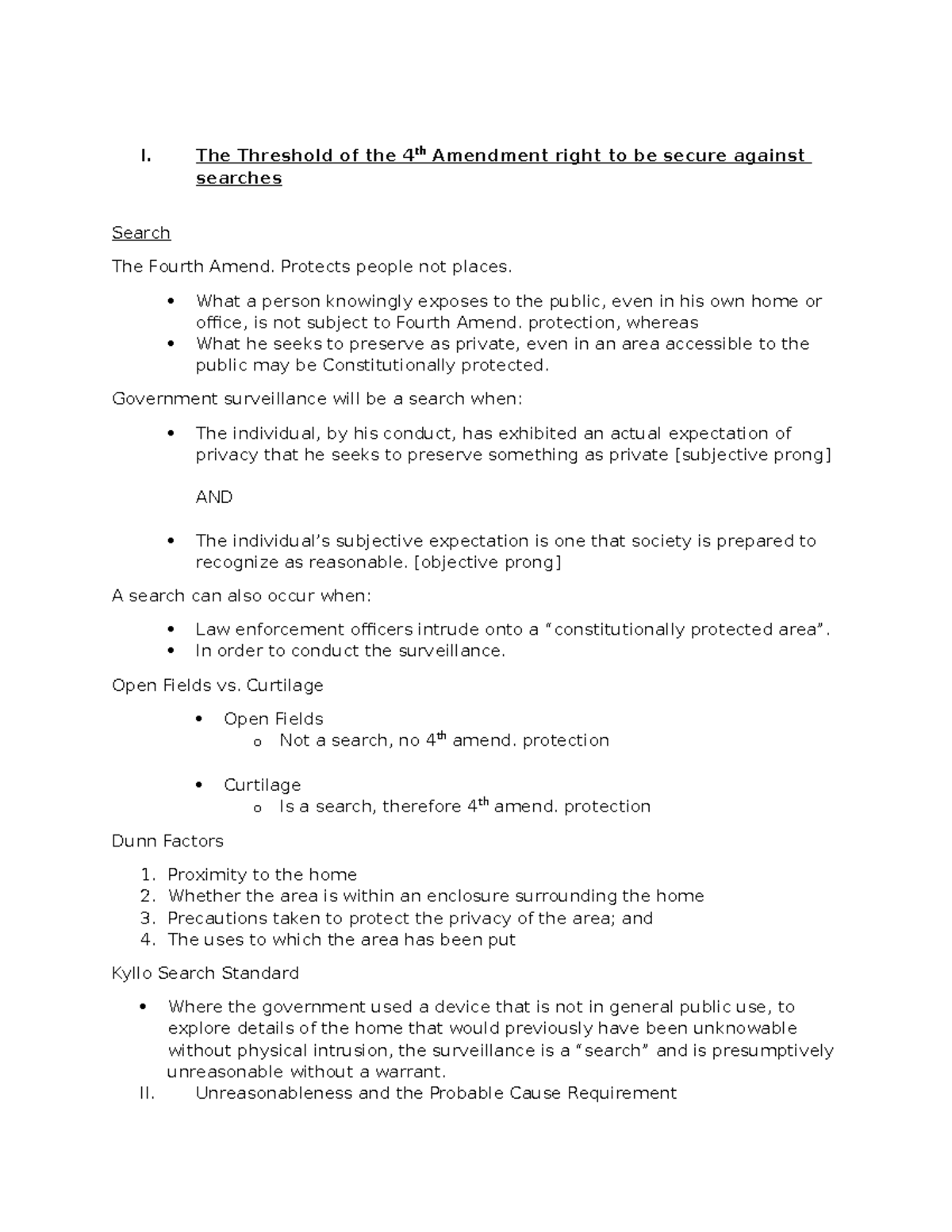 Crim Pro Outline Scaffolds baxter 2024 - I. The Threshold of the 4th ...