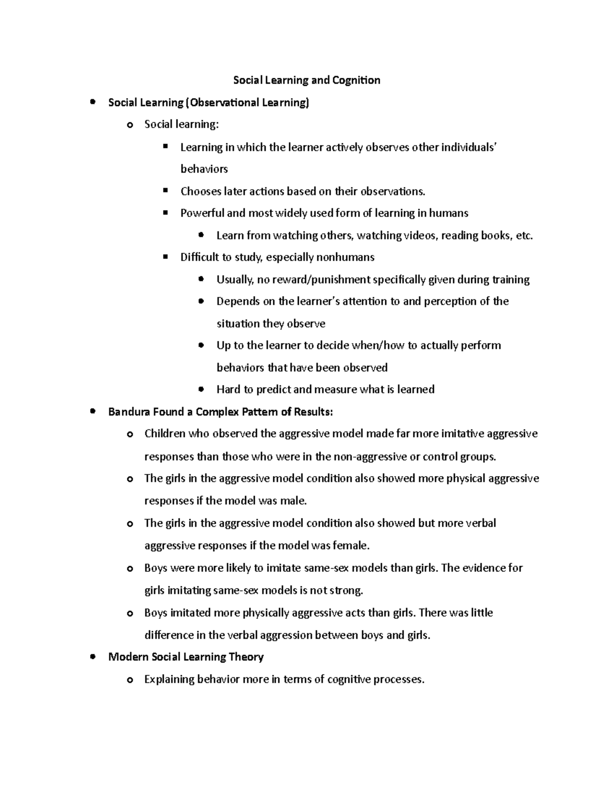 Chapter 10 notes - Social Learning and Cognition Social Learning ...