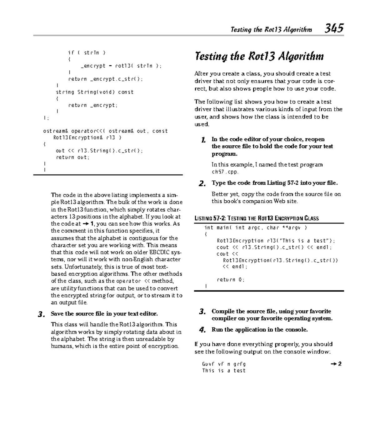 C++ Timesaving Techniques (68) - Testing the Rot13 Algorithm 345 if ...