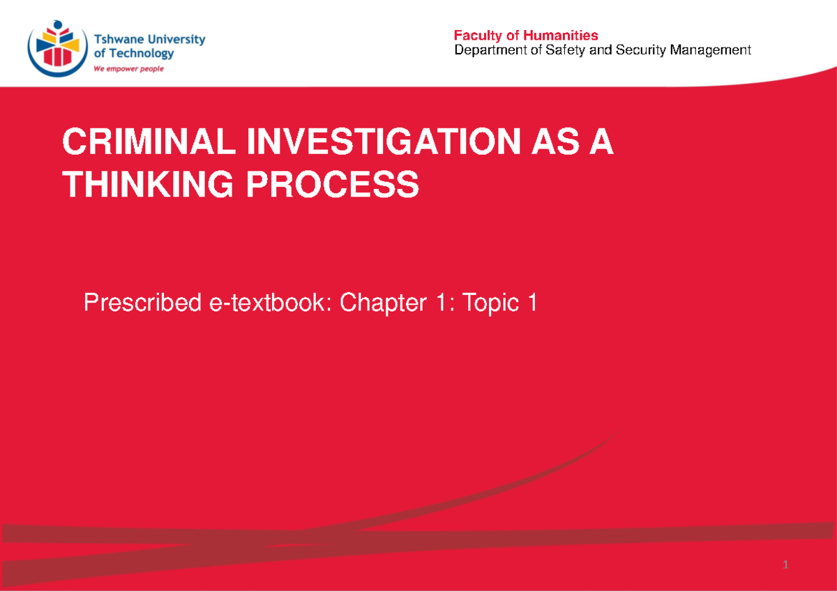 Criminal Investigation as a thinking process - Faculty of Humanities ...