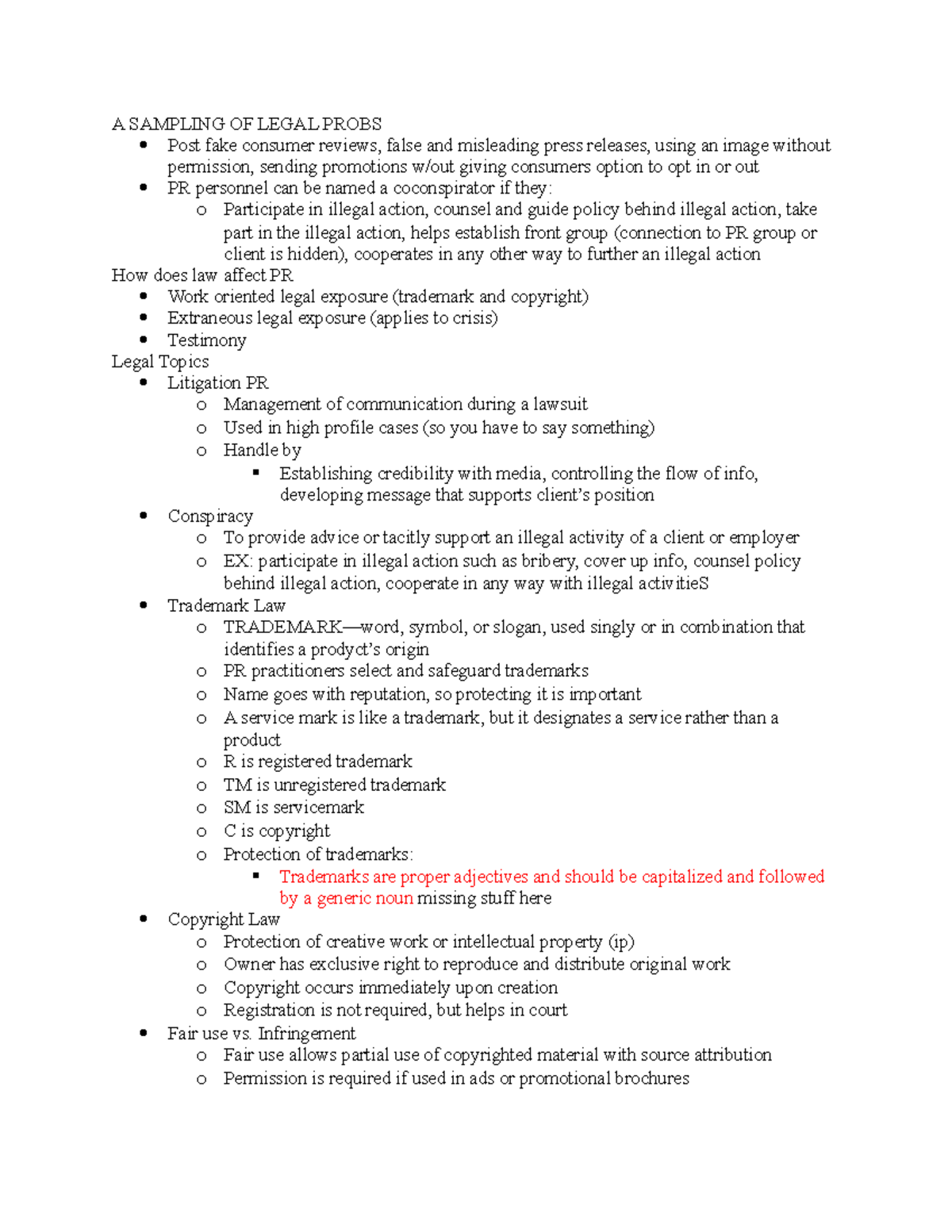 Chpt. 12 - PR and the Law - Summary Public Relations: Strategies and ...