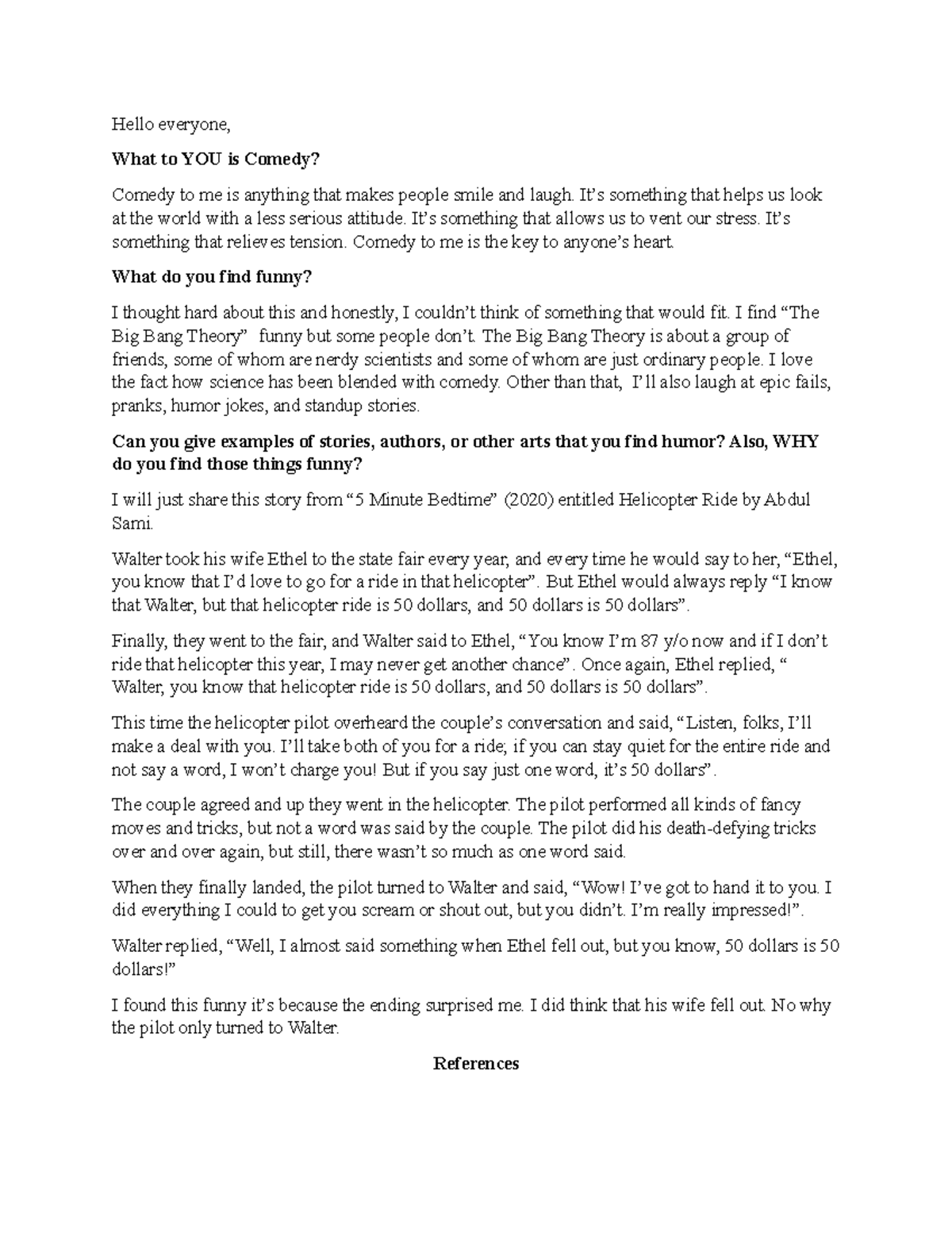 DF World Literature Unit 2 - Hello everyone, What to YOU is Comedy ...