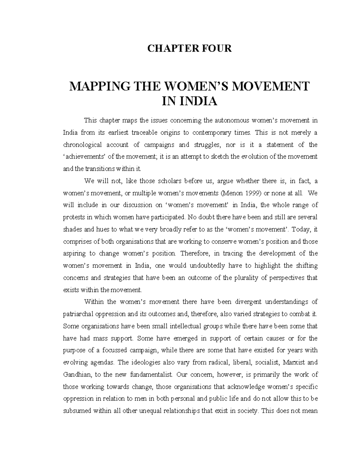 13 chapter 4 - Important for exam - CHAPTER FOUR MAPPING THE WOMEN’S ...