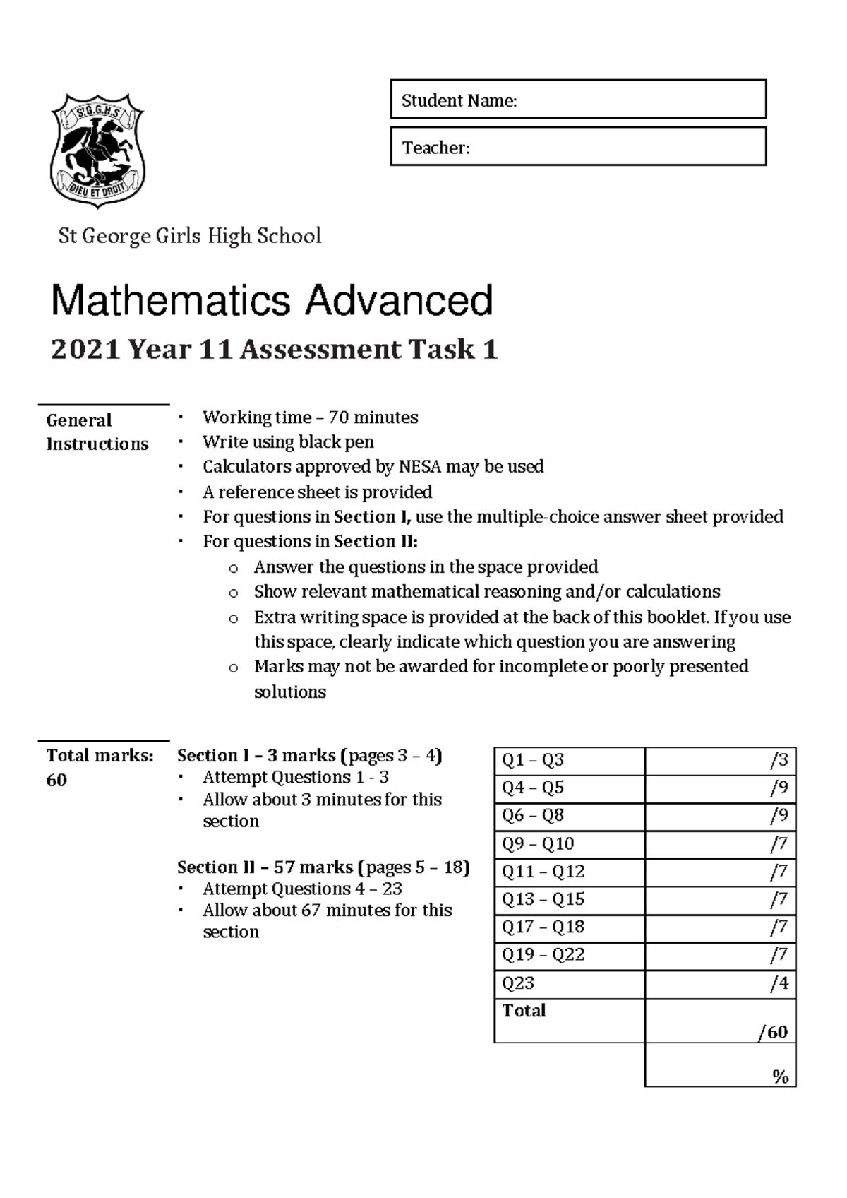 11MAT CT1 2021 v2 - Maths Year 11 Practice Exam - St George Girls High ...