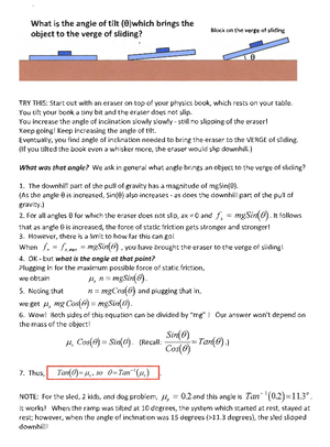 App B B19 Inclined Planes With Friction - B - 19 NOTES FOR PROBLEMS 2 ...
