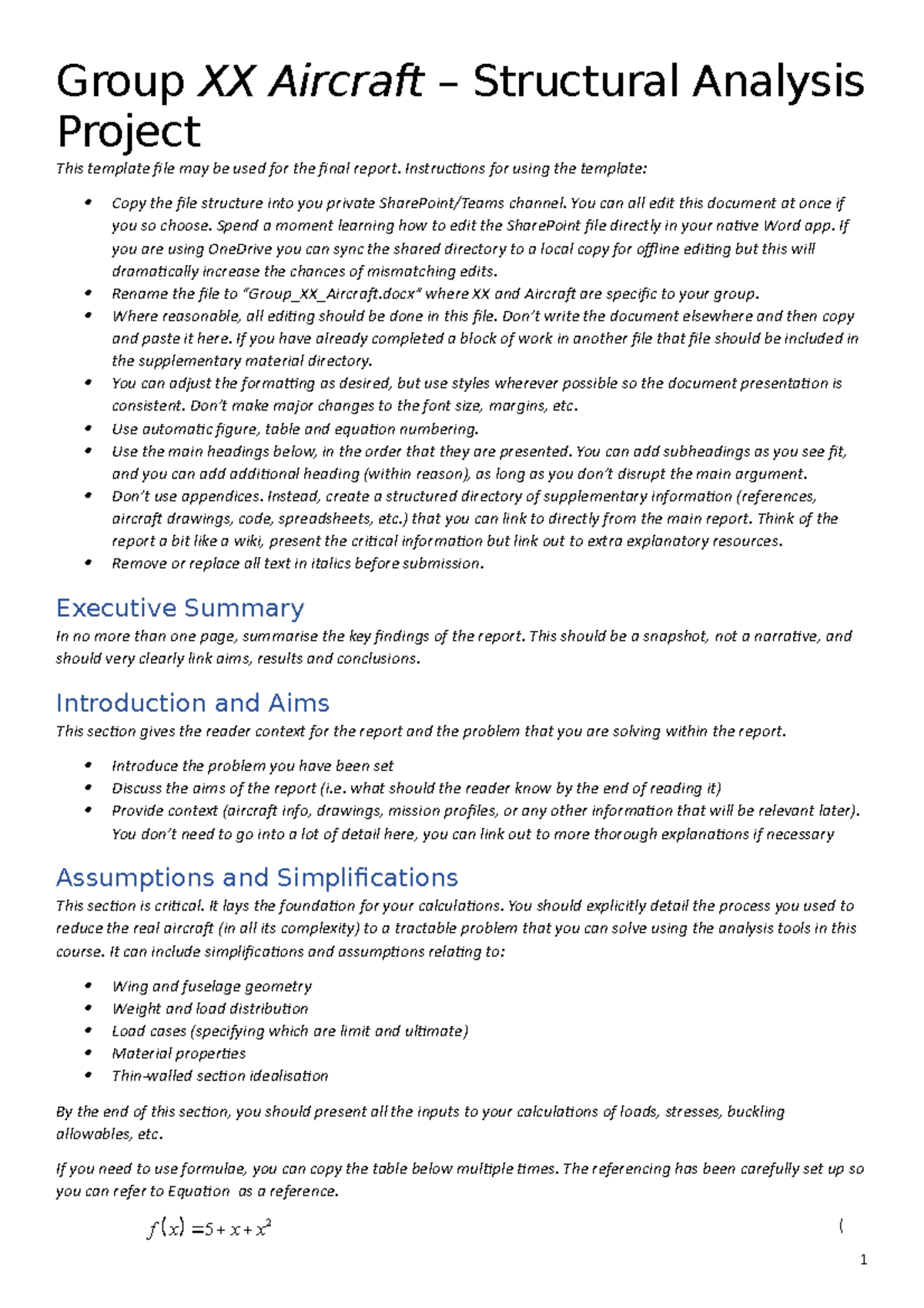 3410 Report Template - Group XX Aircraft – Structural Analysis Project ...