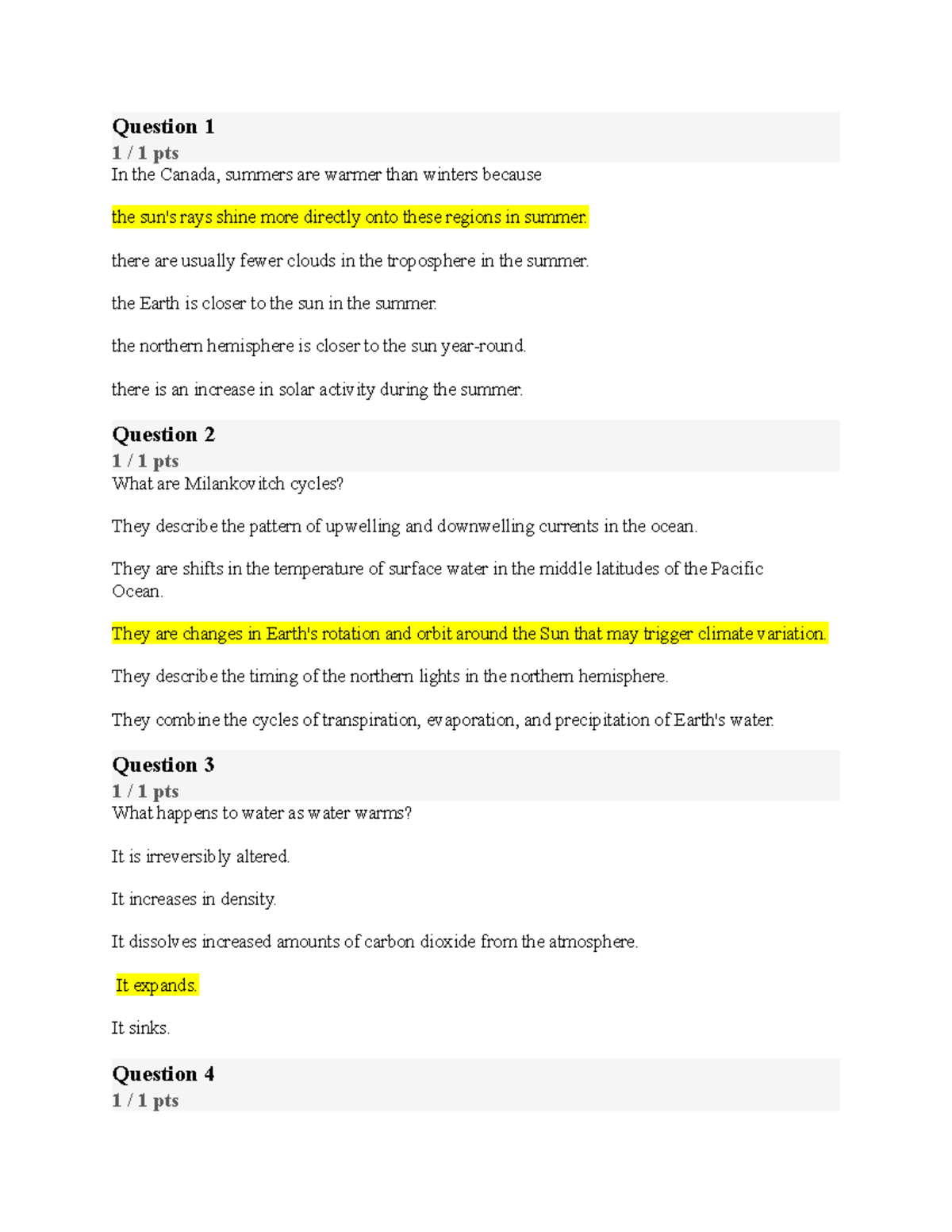 Quiz 4 environmental science - Question 1 1 / 1 pts In the Canada ...