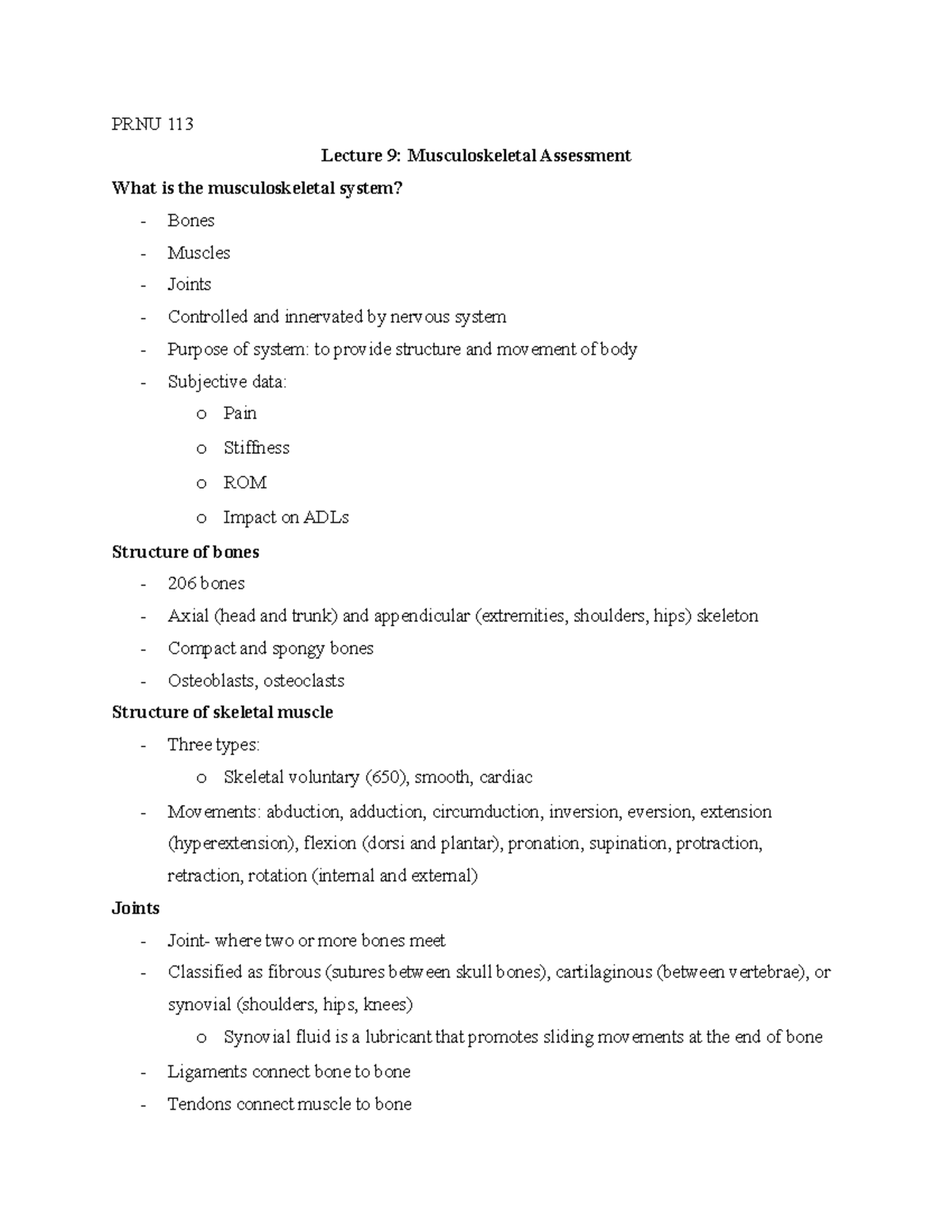 PRNU 113 lecture 9 - Sarah Pinard Rogers - PRNU 113 Lecture 9 ...