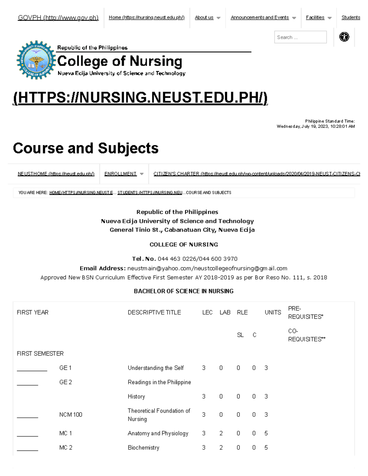 Course-and-Subjects- Neustcon - (HTTPS:NURSING.NEUST.EDU/) Wednesday ...