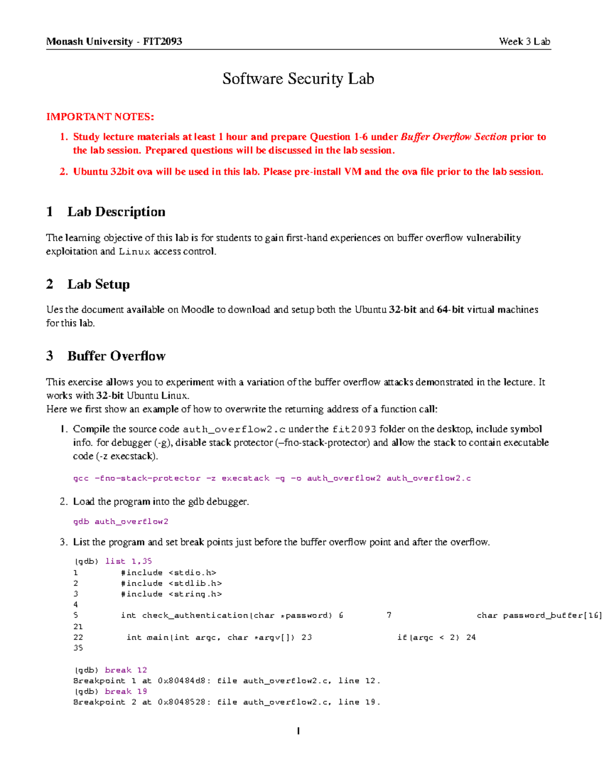 Fit2093 Cybersecurity lab 3 2021 complete solution - Software Security ...