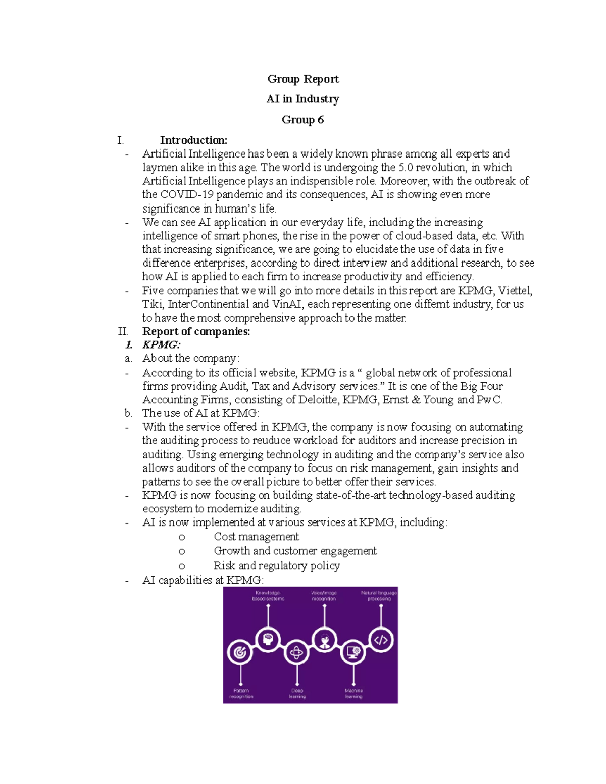 AI in industry - A group report - Group Report AI in Industry Group 6 I ...