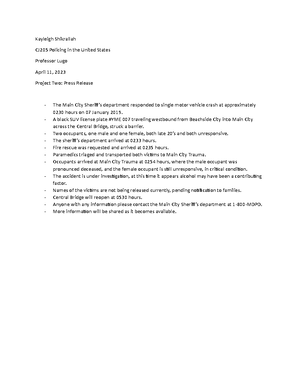 Cj 205 project one 5-2 - Describe the functions, responsibilities, and ...