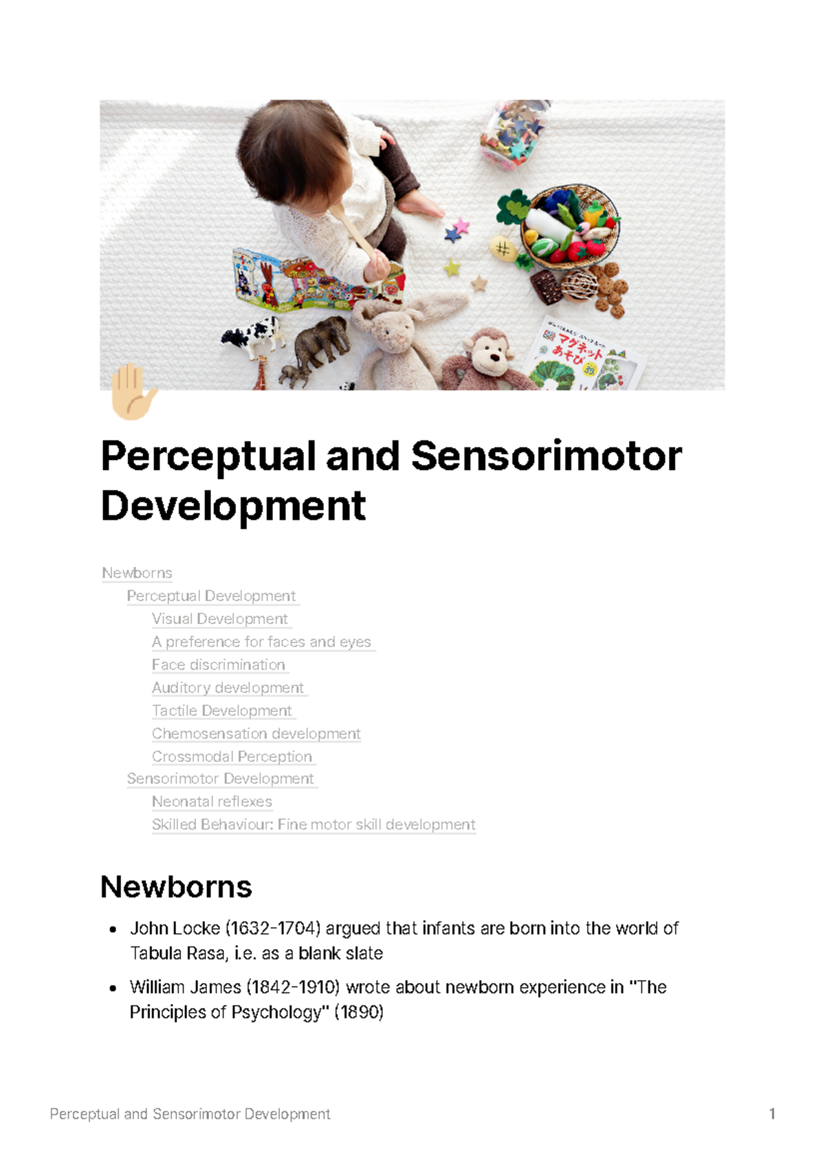 Perceptual and Sensorimotor Development - Perceptual and Sensorimotor ...