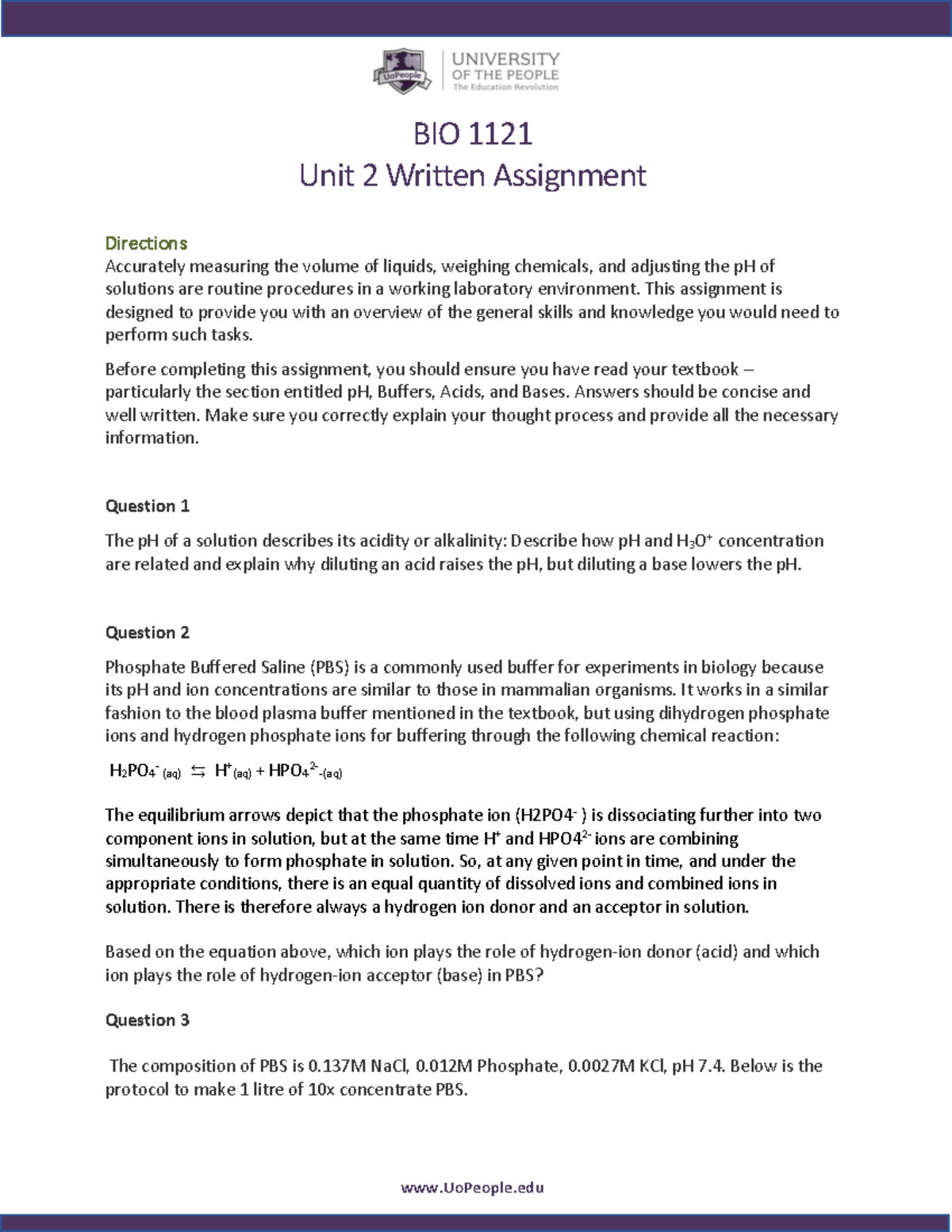 BIO 1121 Unit 2 Written Assignment - BIO 1121 Unit 2 Written Assignment Directions Accurately ...