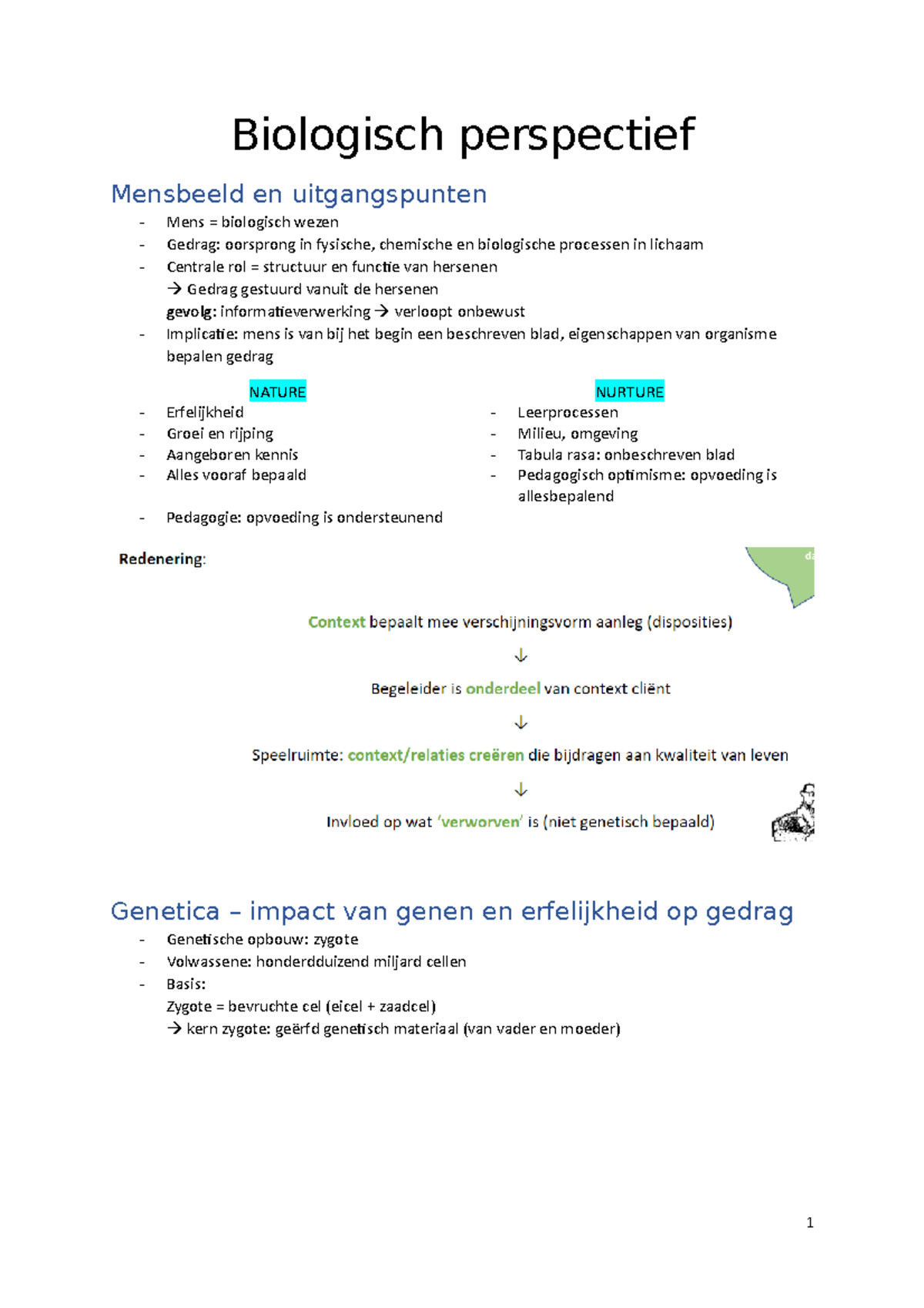 Psychologie Biologisch Perspectief - Biologisch perspectief Mensbeeld ...