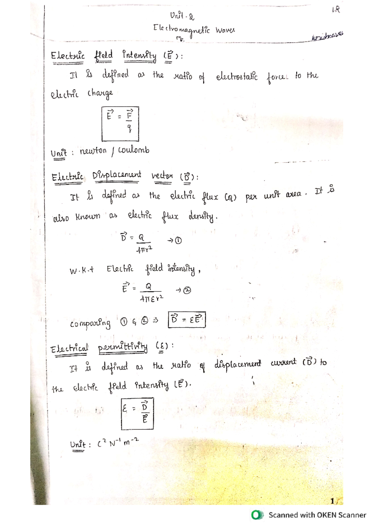 Unit 2 Electromagnetic waves - Engineering physics 1 - Studocu