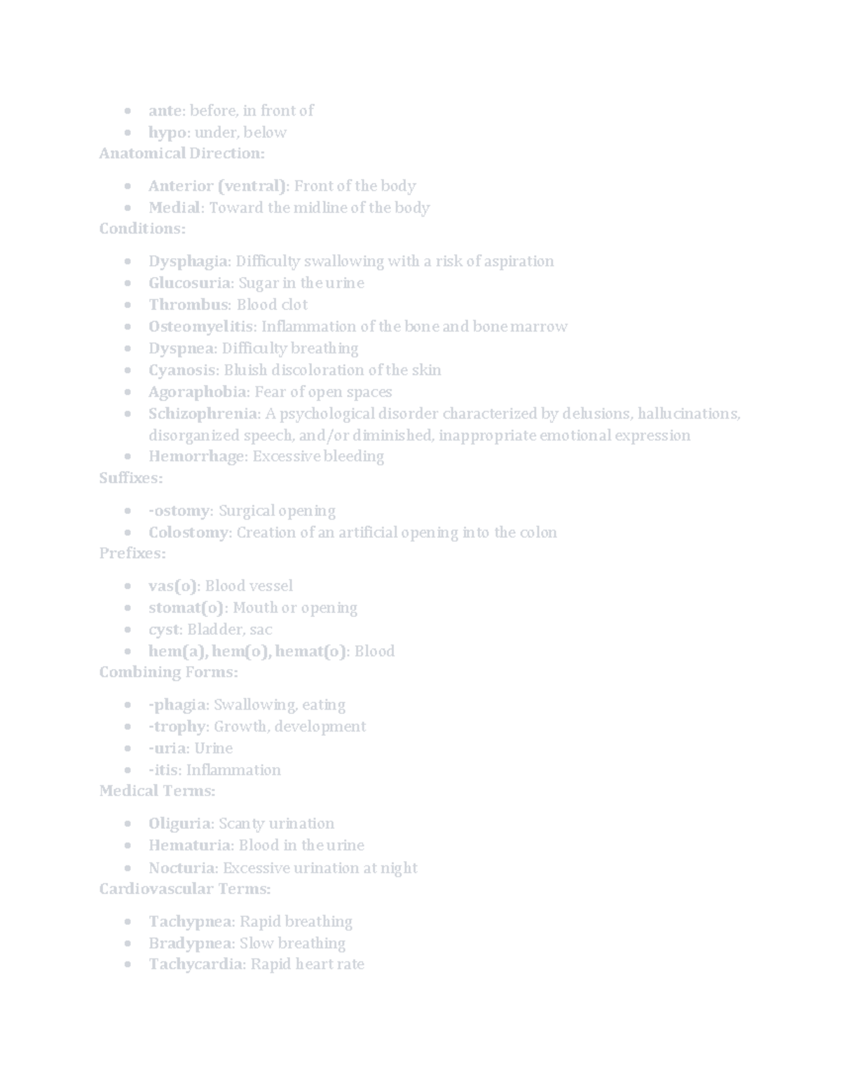 Document - Chapter 1 - ante: before, in front of hypo: under, below ...