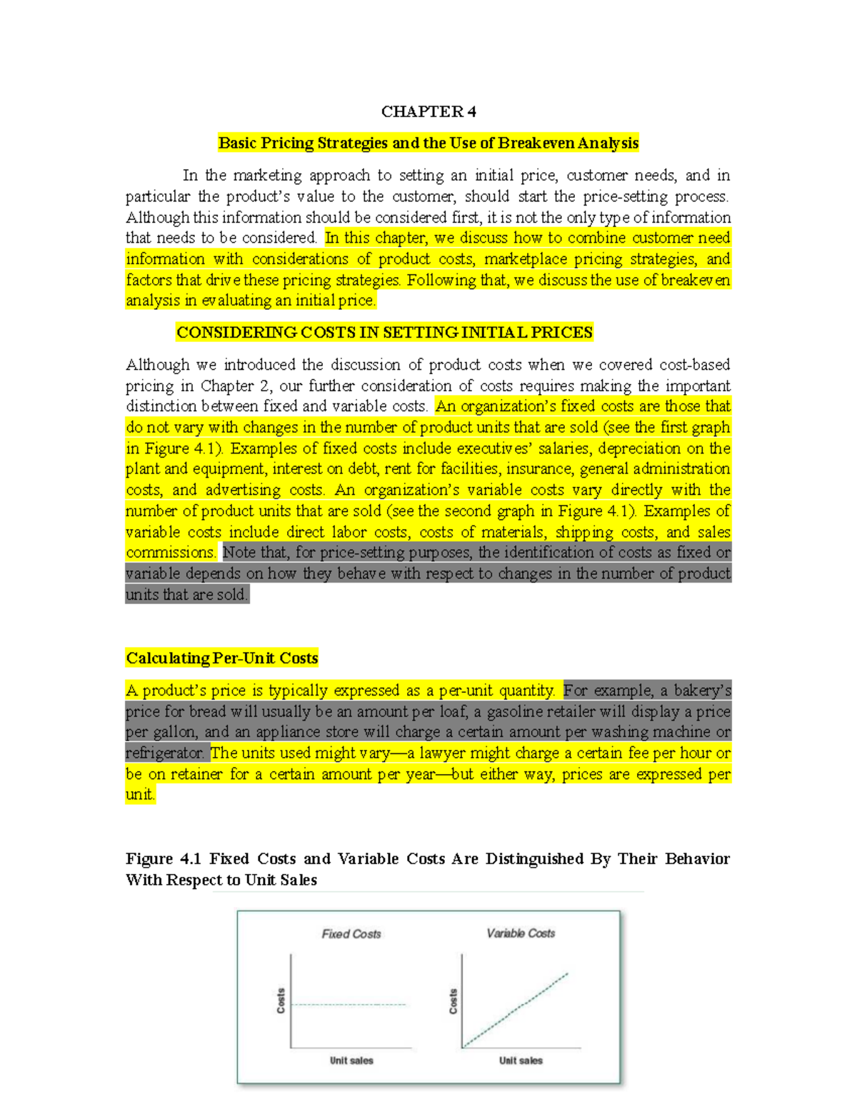 Chapter 4 Basic Pricing Strategies and the Use of Breakeven Analysis - CHAPTER 4 Basic Pricing ...